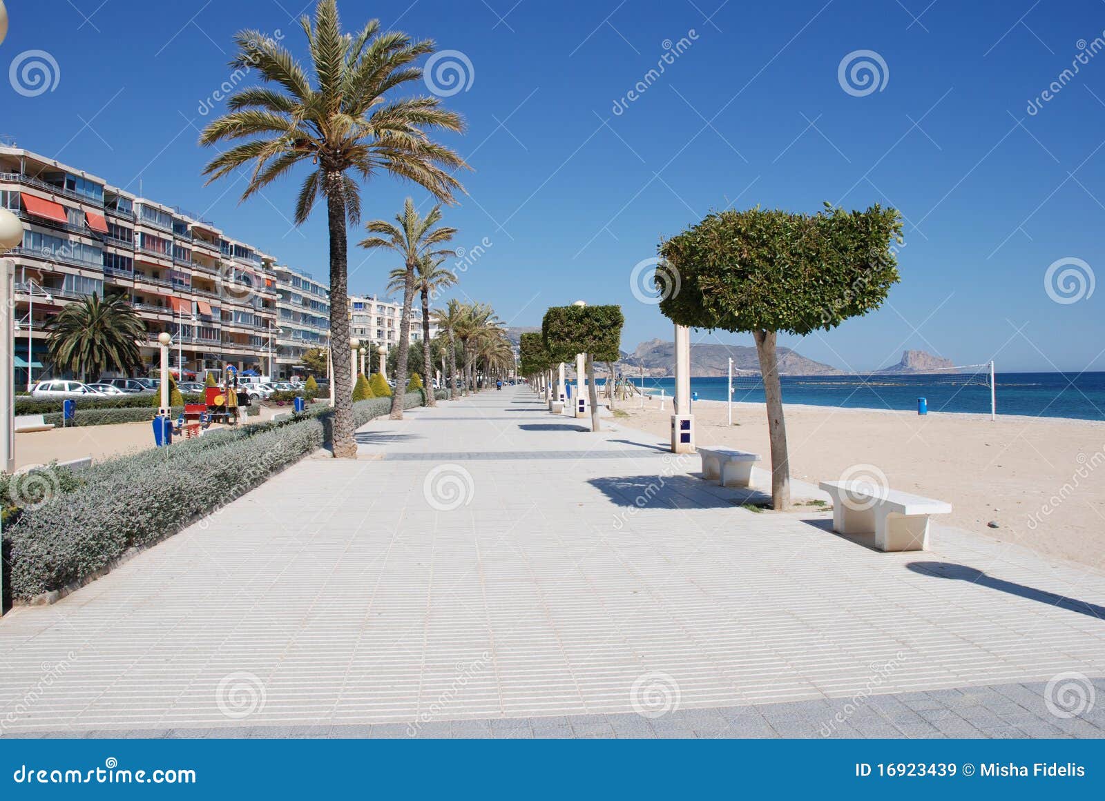 Altea Beach boulevard stock image. Image of spain, bench - 16923439
