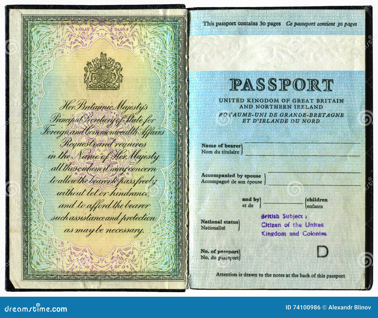 Alter britischer Paß redaktionelles foto. Bild von international - 74100986