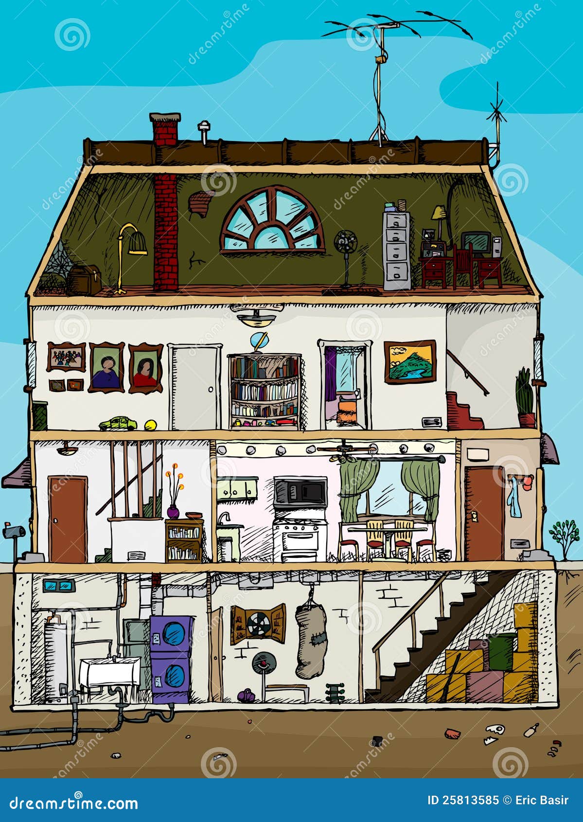 Querschnitt Eines Hauses Querschnitt Eines Hauses Mit Wärmepumpe,