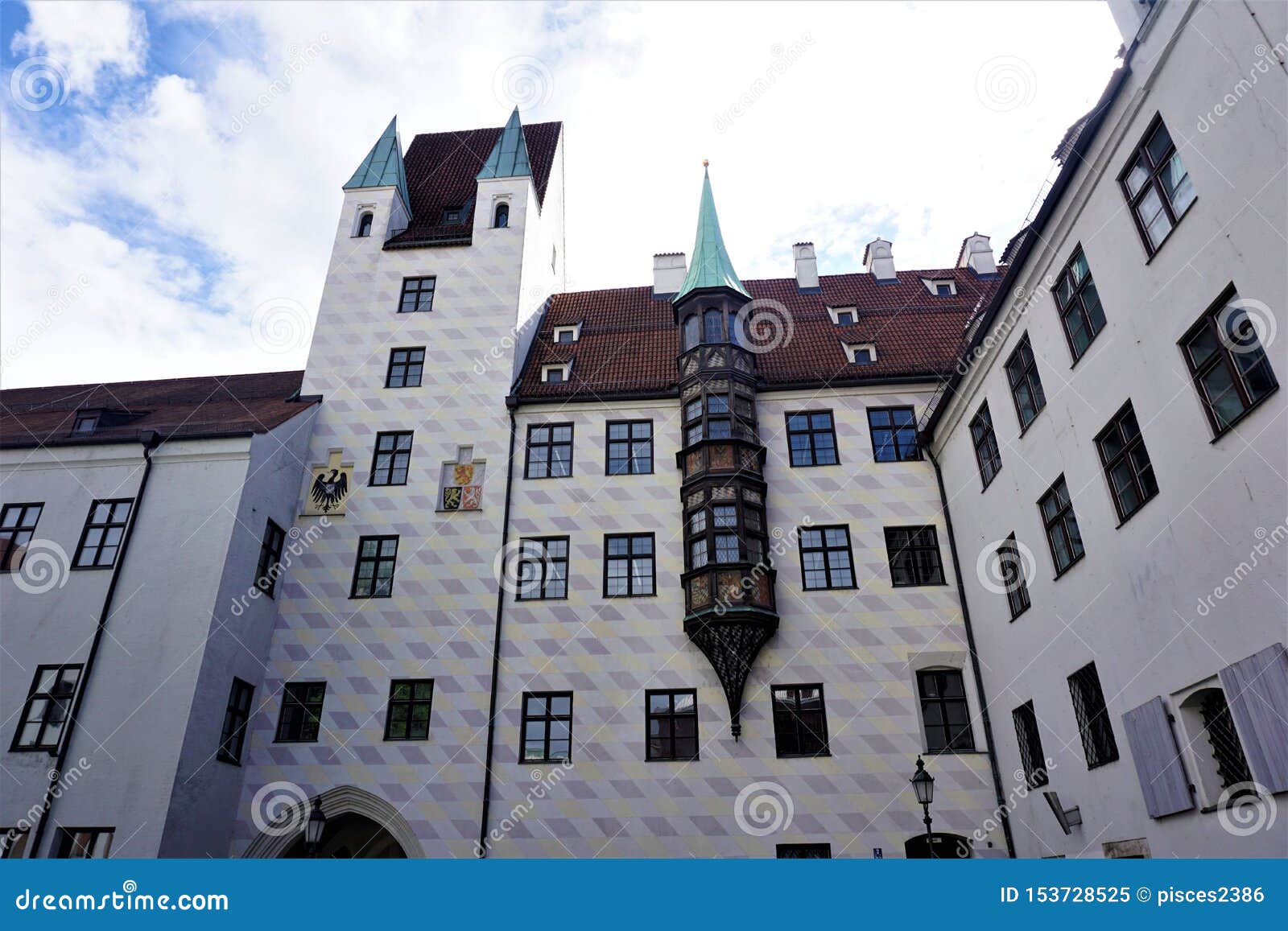 Alter Hof in Munich with Rebuilt Gothic Facade Stock Image - Image of germany, daytime: 153728525
