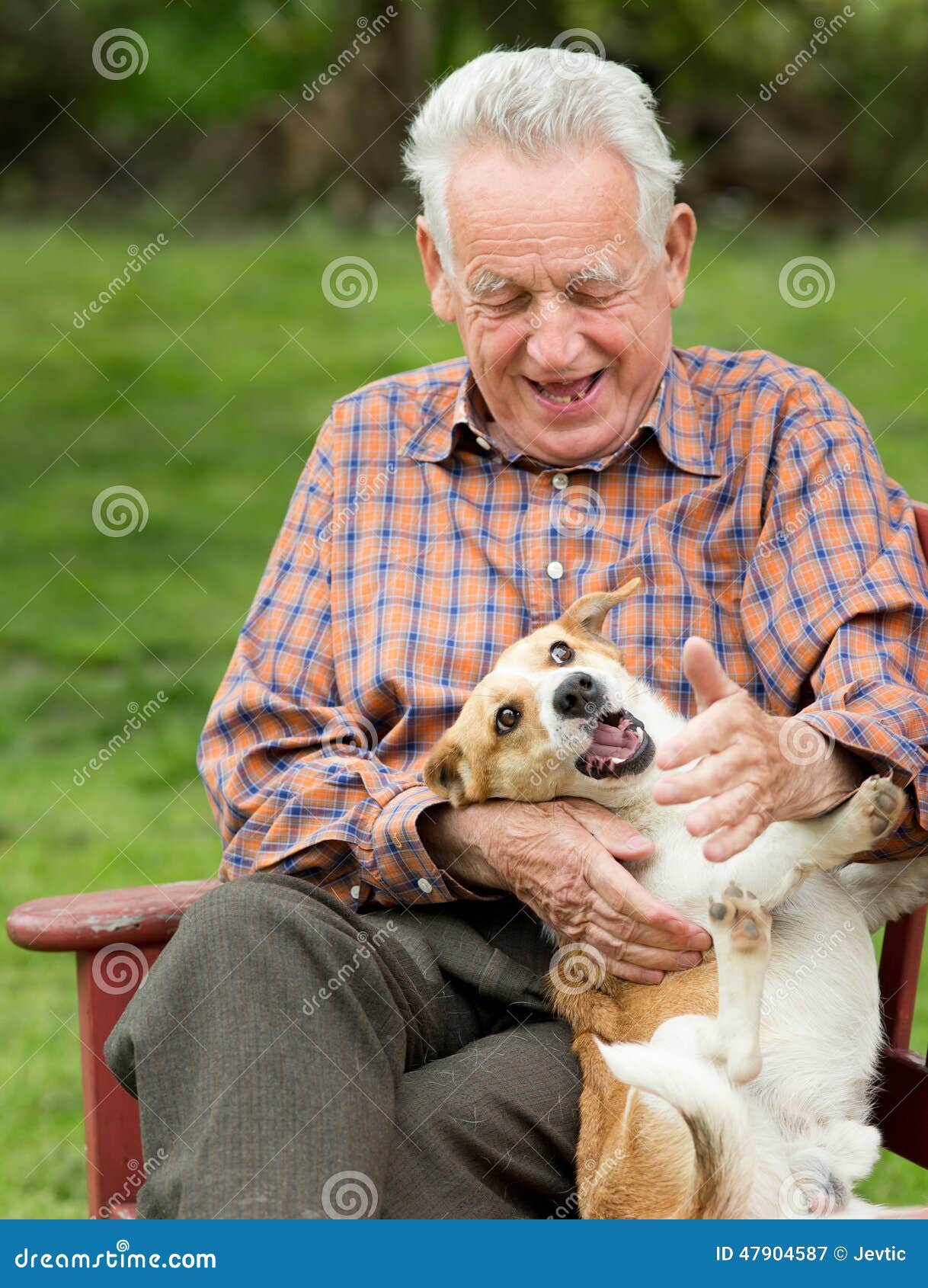 Alter Mann, Der Mit Hund Spielt Stockbild - Bild von mann ...