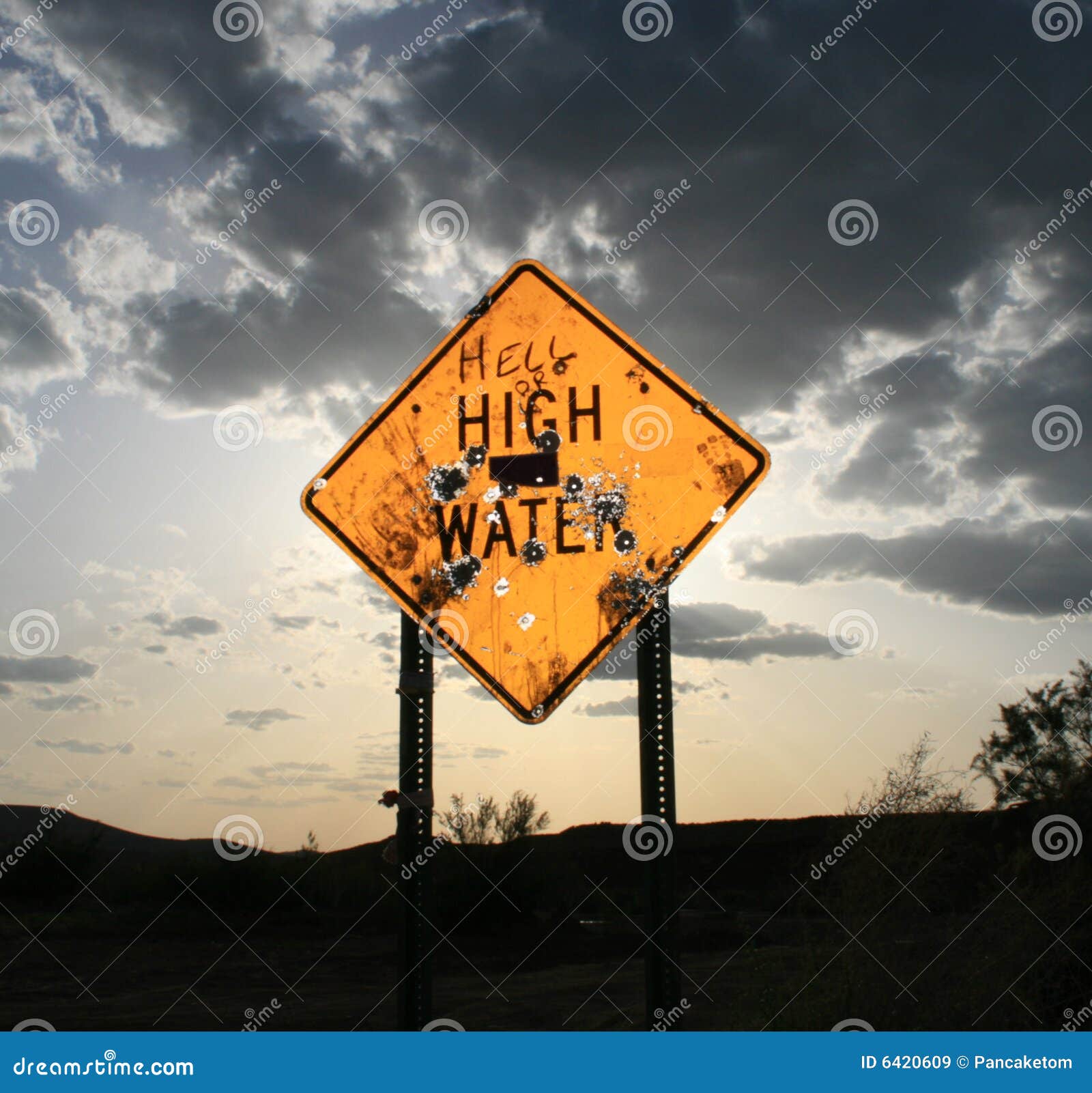 Altered road sign stock image. Image of sign, yellow, hell - 6420609