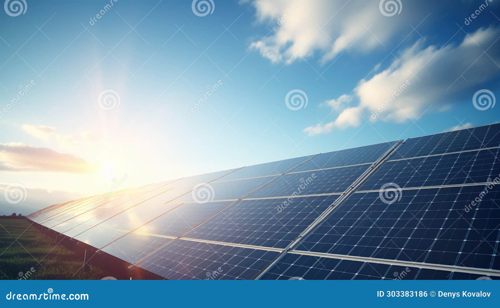 Alternative Electricity Source. Renewable Energy. Solar Panels Reflect ...