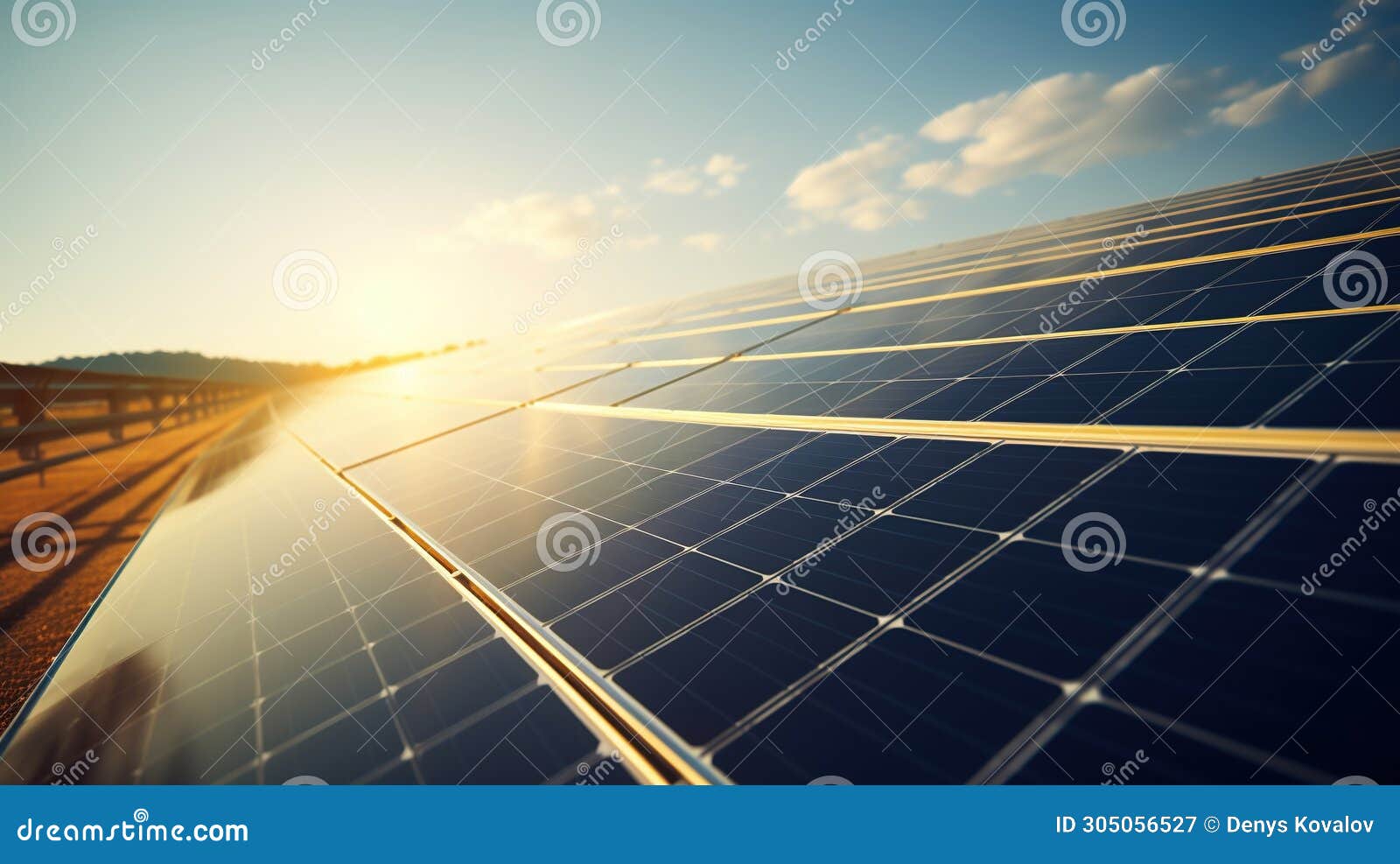 Alternative Electricity Source. Renewable Energy. Solar Panels Reflect ...