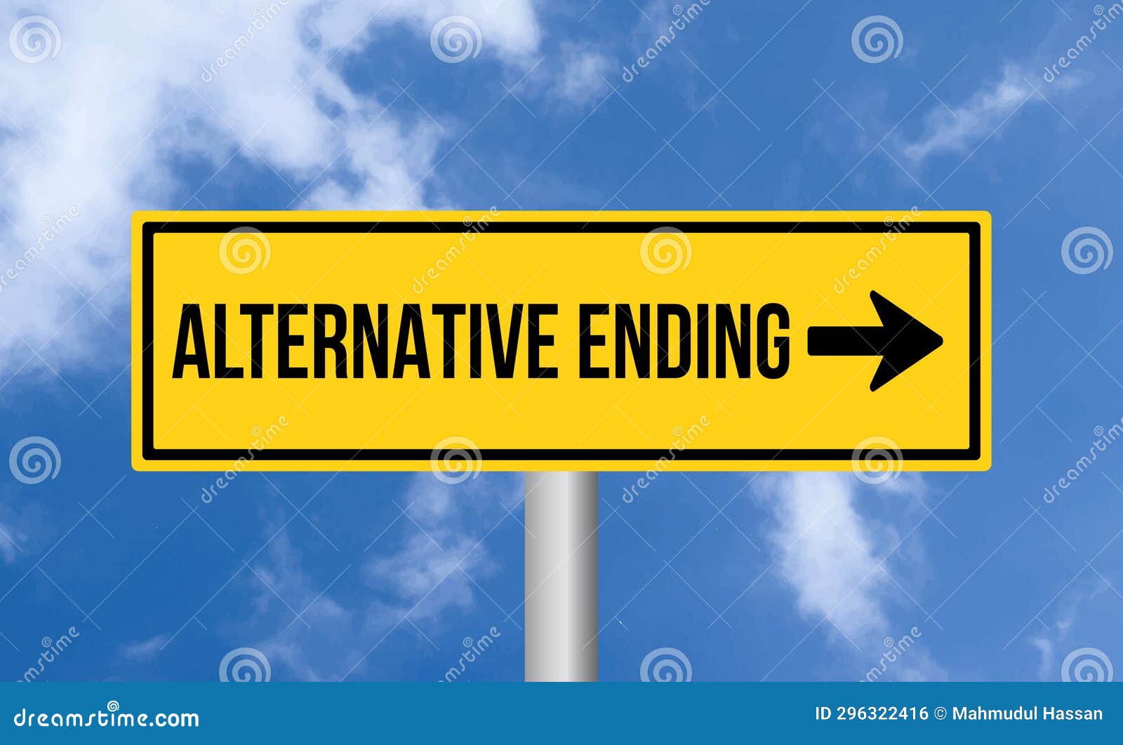 Alternative Ending Road Sign on Cloudy Sky Background Stock Photo ...