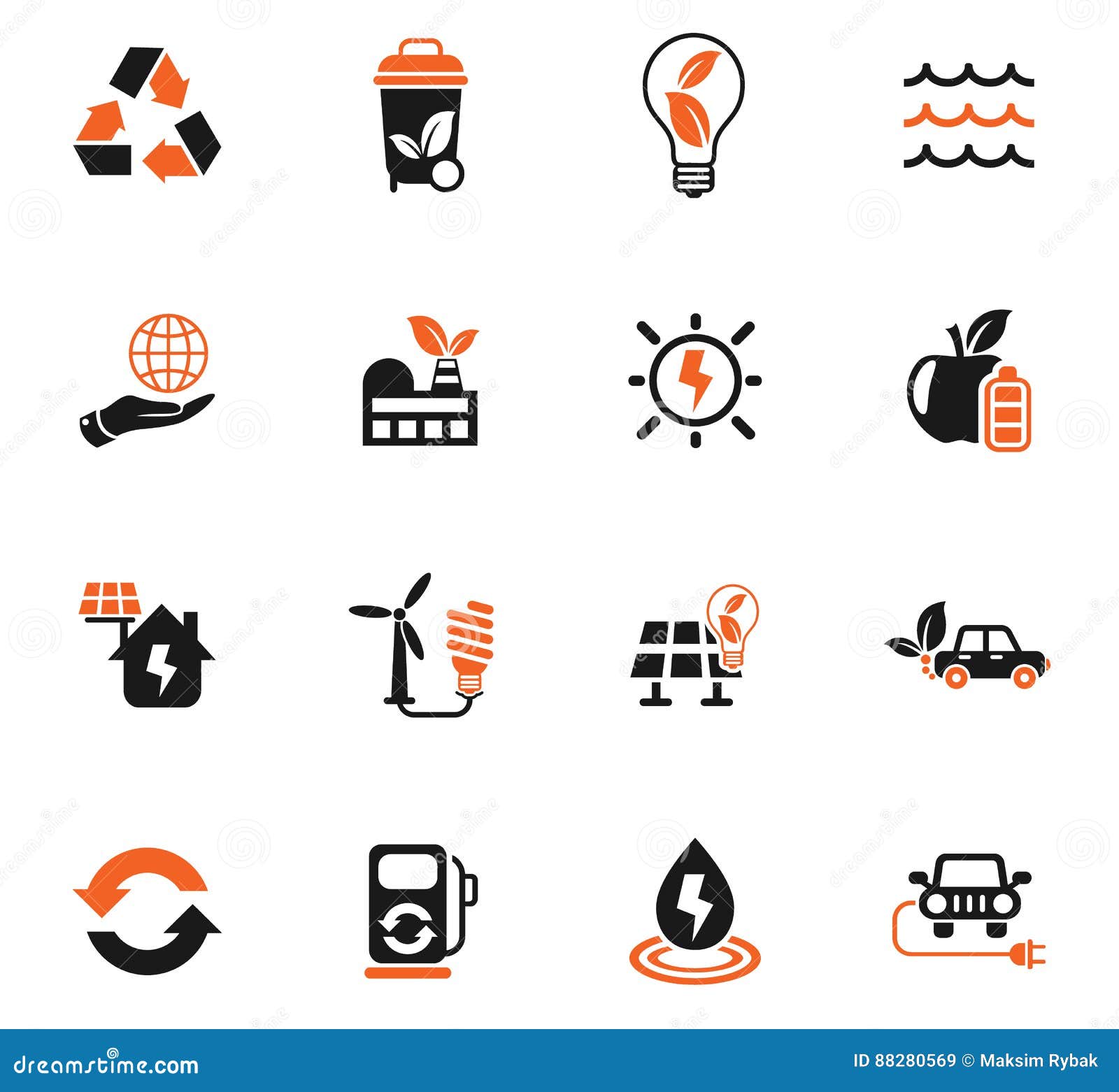 Alternative Energy Icon Set Stock Illustration - Illustration of leaves ...
