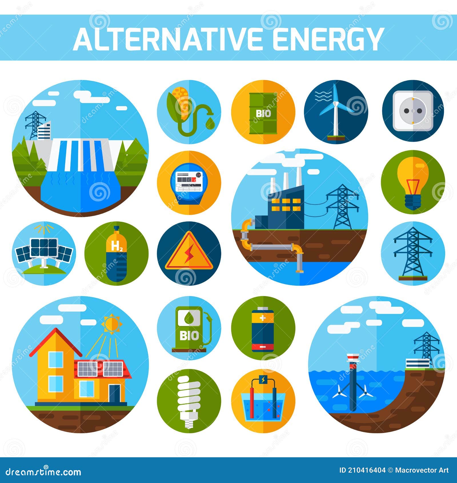 Alternative Energy Icons Set Stock Vector - Illustration of city, fire ...