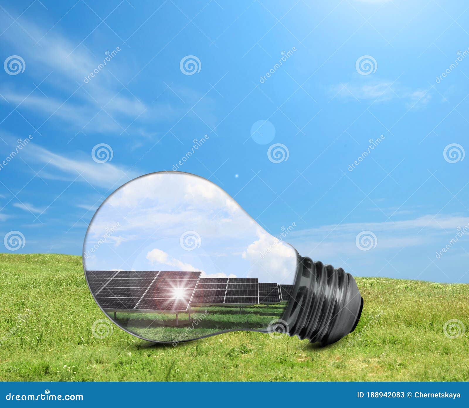 Alternative Energy Source. Light Bulb with Solar Panels Stock Image ...