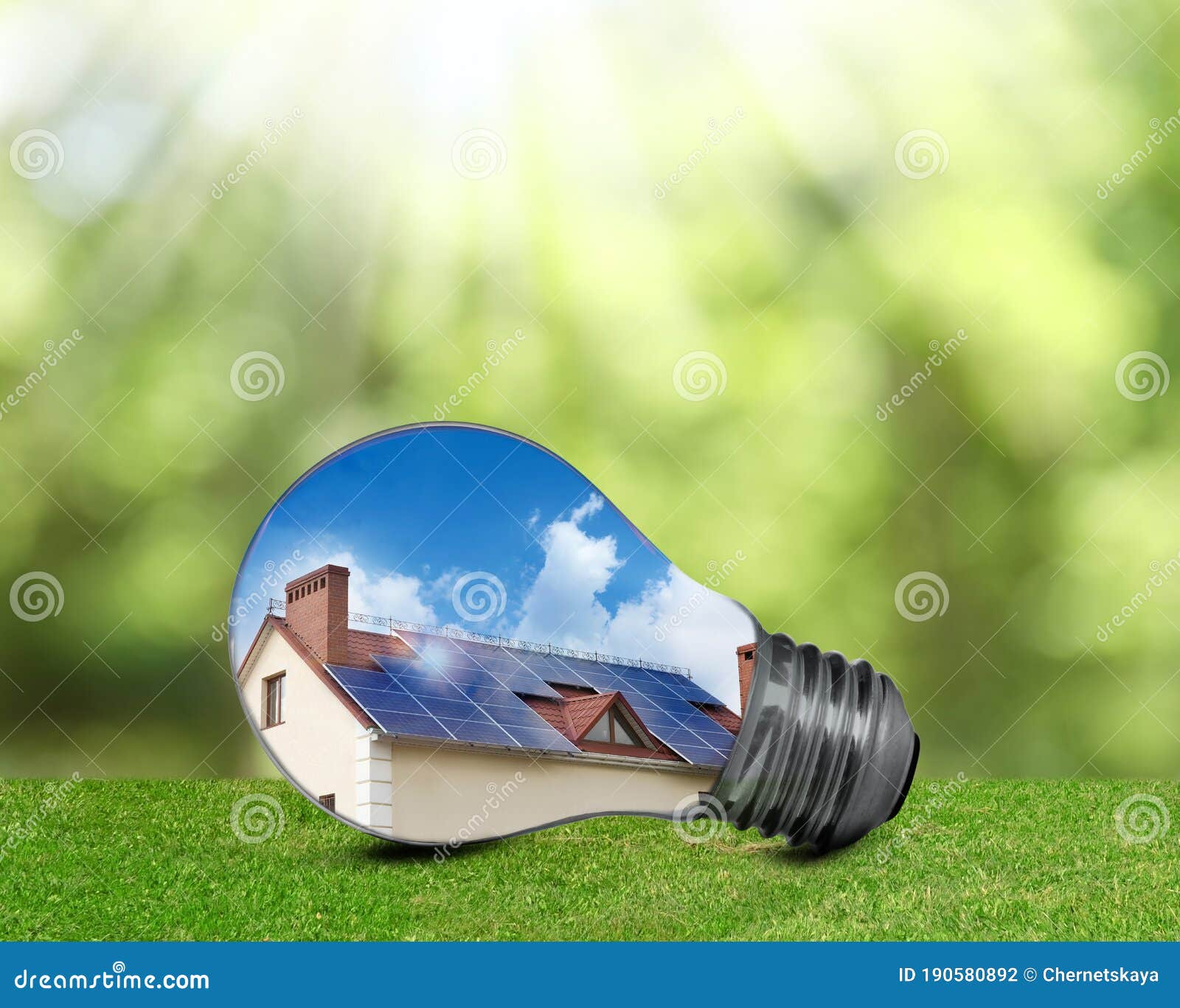 Alternative Energy Source. Light Bulb with Solar Panels Stock Photo ...