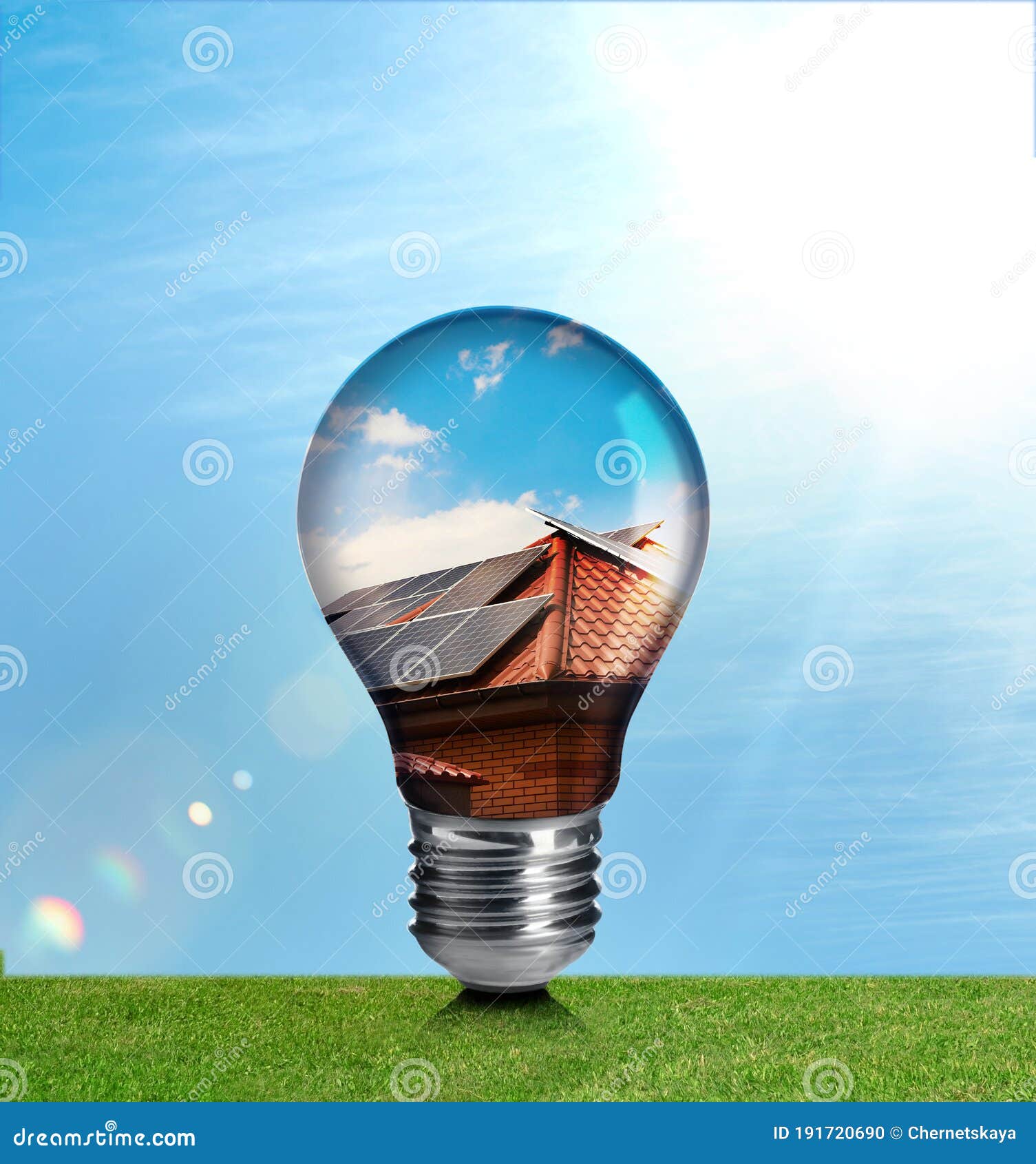 Alternative Energy Source. Light Bulb with Solar Panels Stock Photo ...