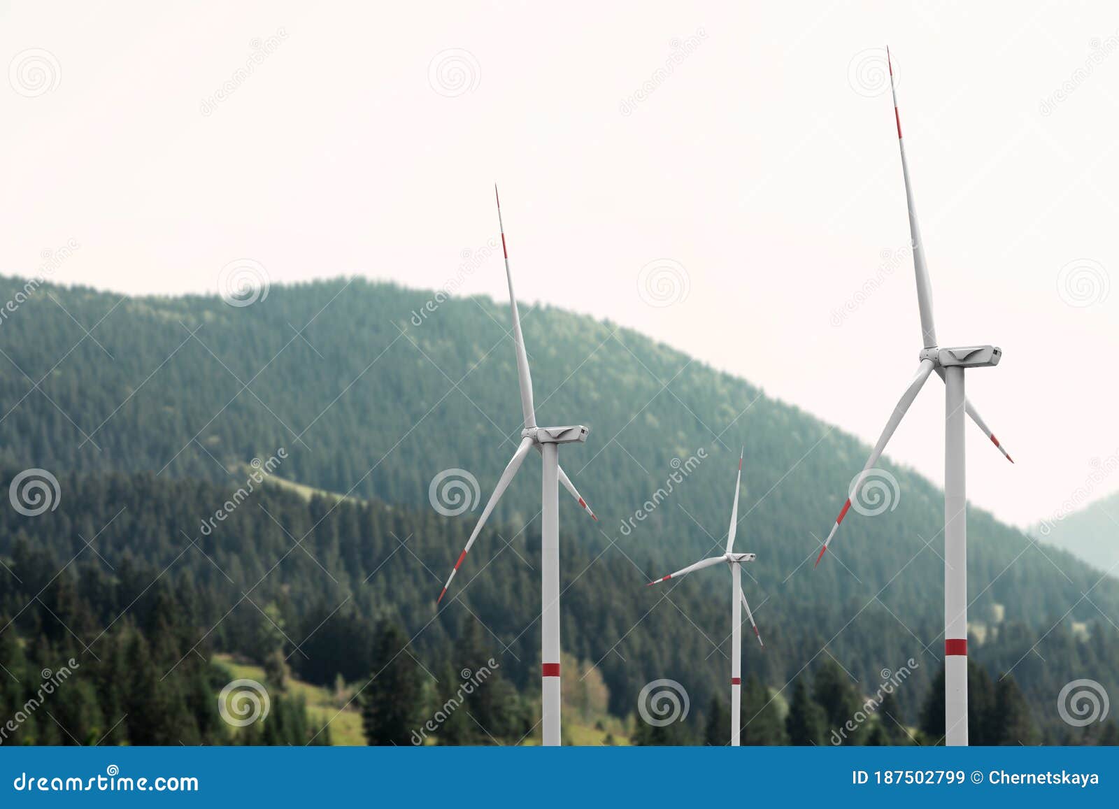 Alternative Energy Source. Wind Turbines and Mountains Stock Image ...