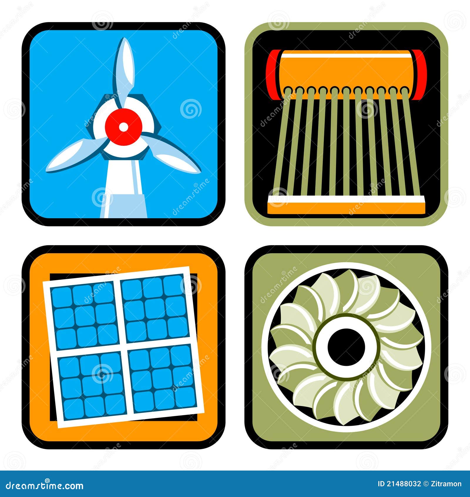 Alternative Energy Sources Icon Set Stock Vector - Illustration of cell ...