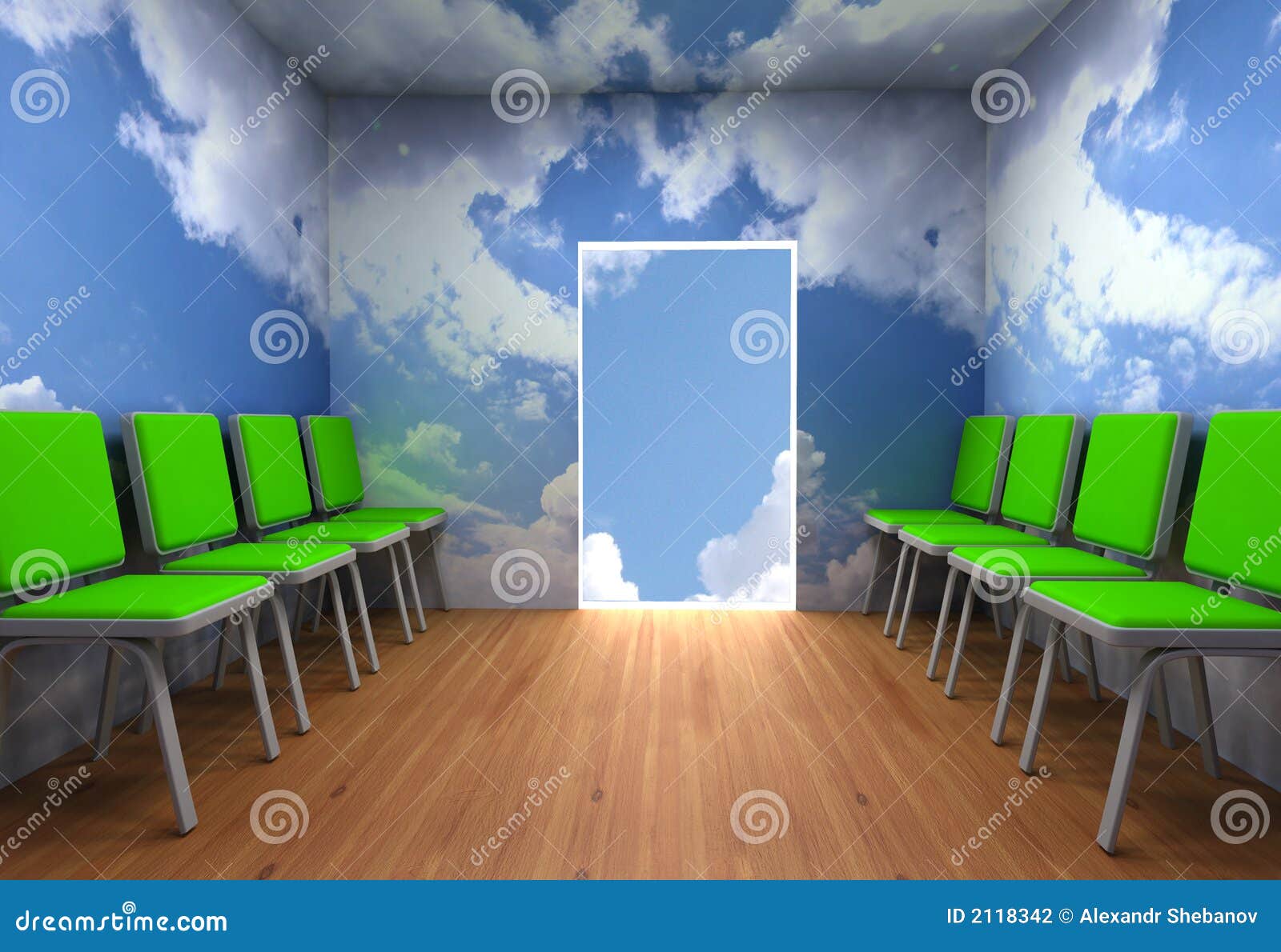 Alternative Exit from a Room Stock Illustration - Illustration of light ...