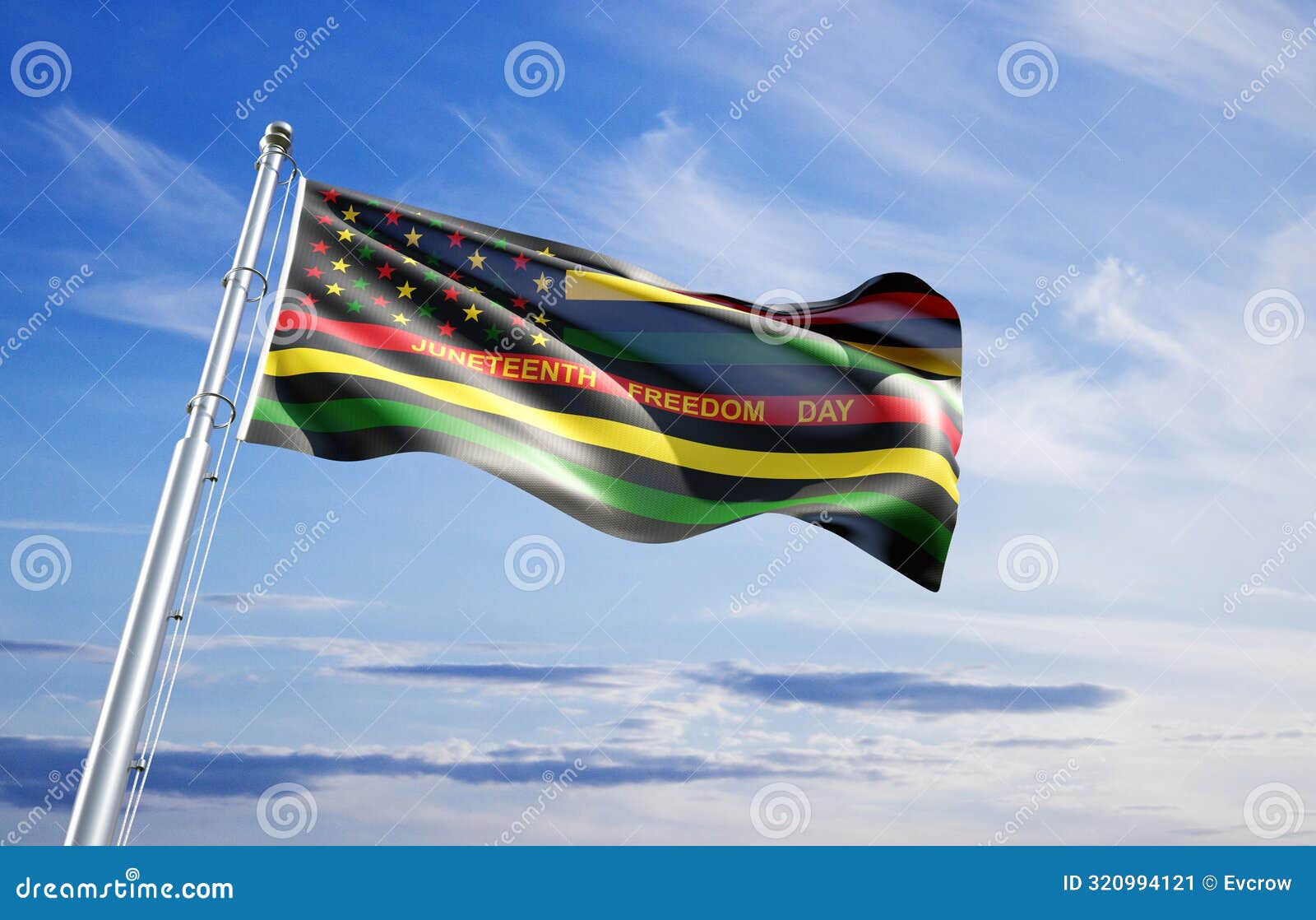 Alternative Juneteenth Flag on Background of Sky Stock Illustration ...