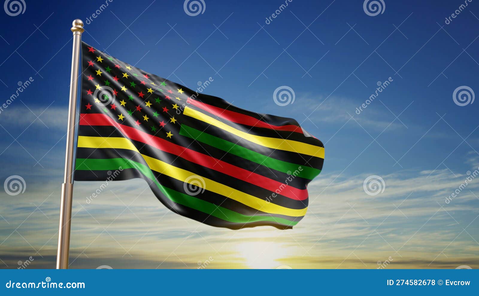Alternative Juneteenth Flag on Sunset Stock Photo - Image of african ...
