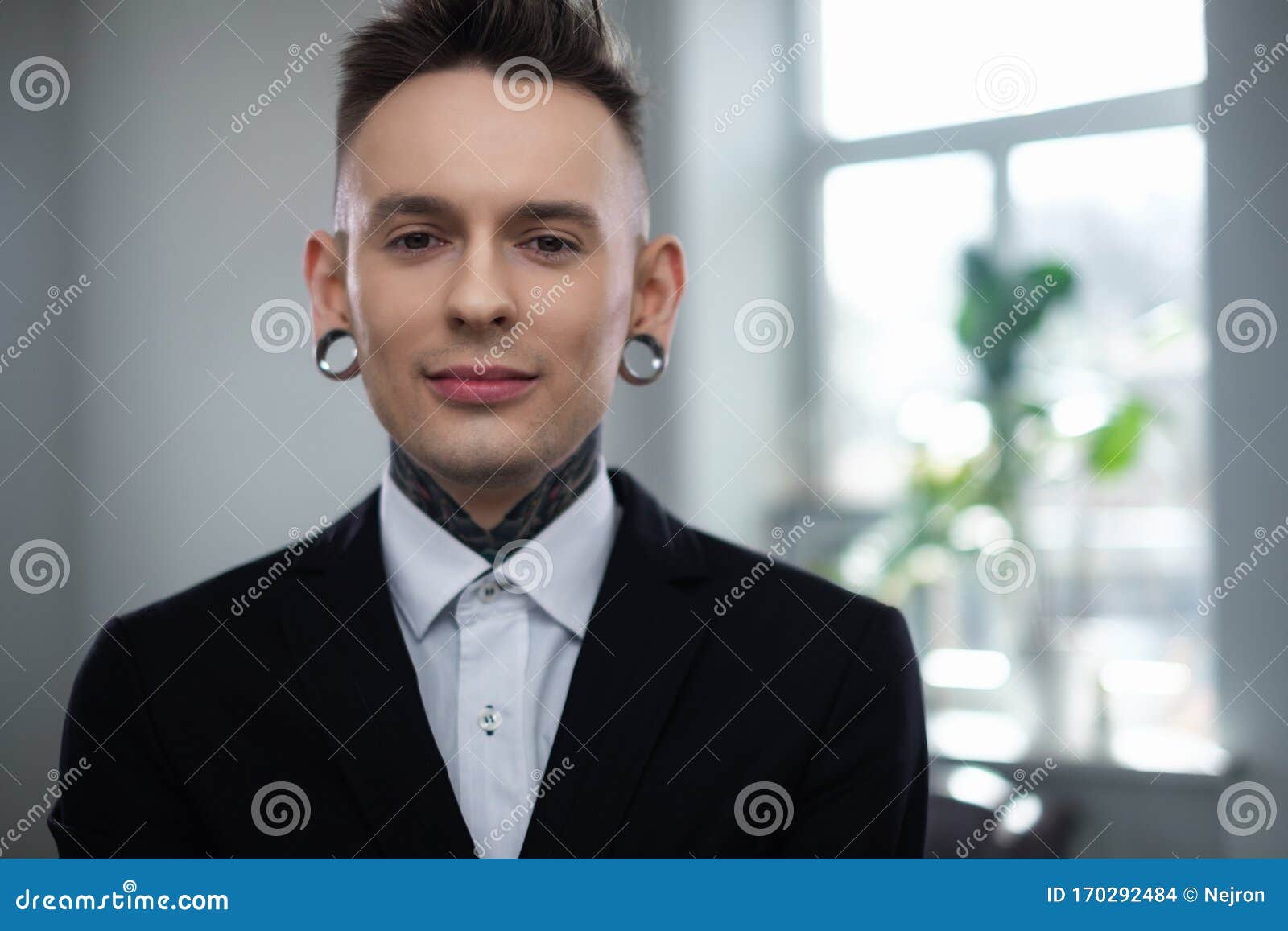 Alternative Man with Earing Portrait Stock Photo - Image of colleague ...