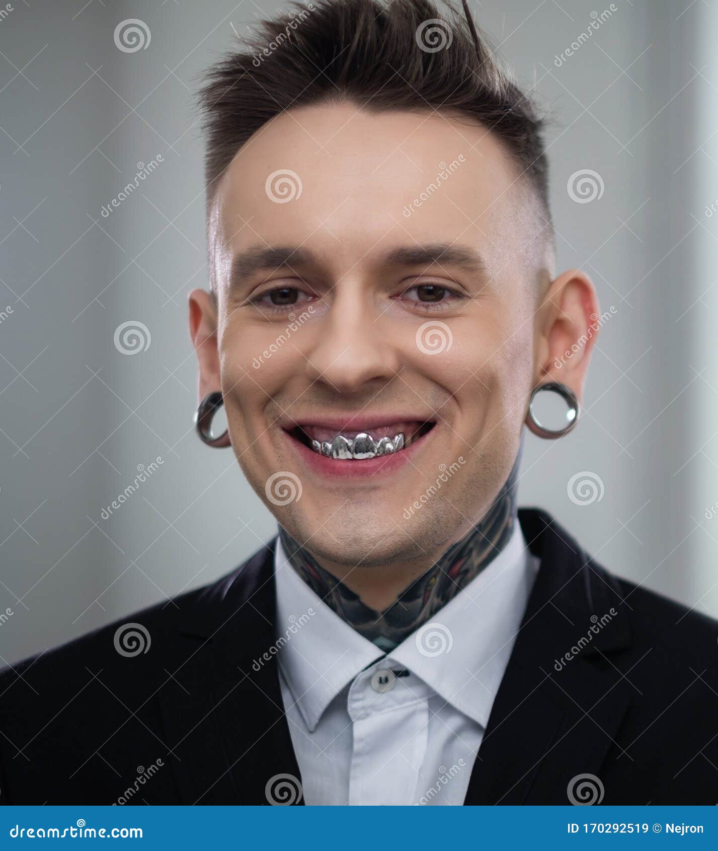 Alternative Man with Earing Portrait Stock Image - Image of pierced ...