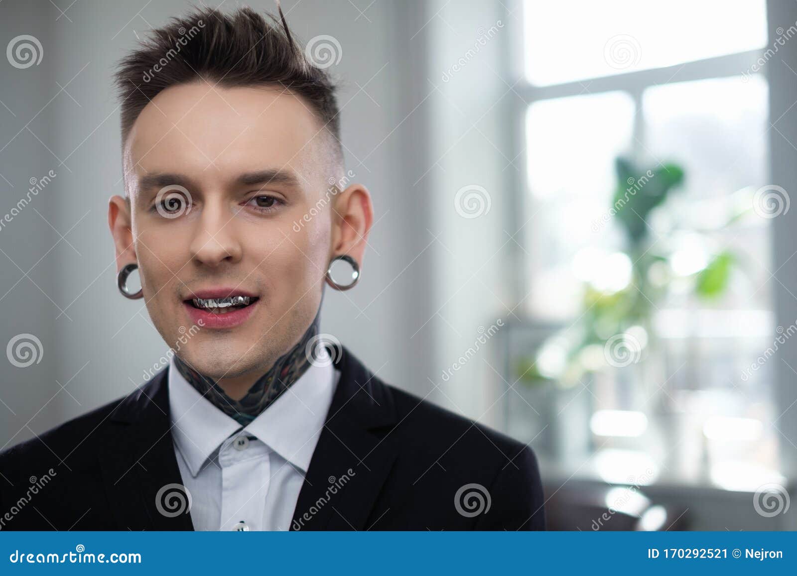 Alternative Man with Earing Portrait Stock Image - Image of diversity ...