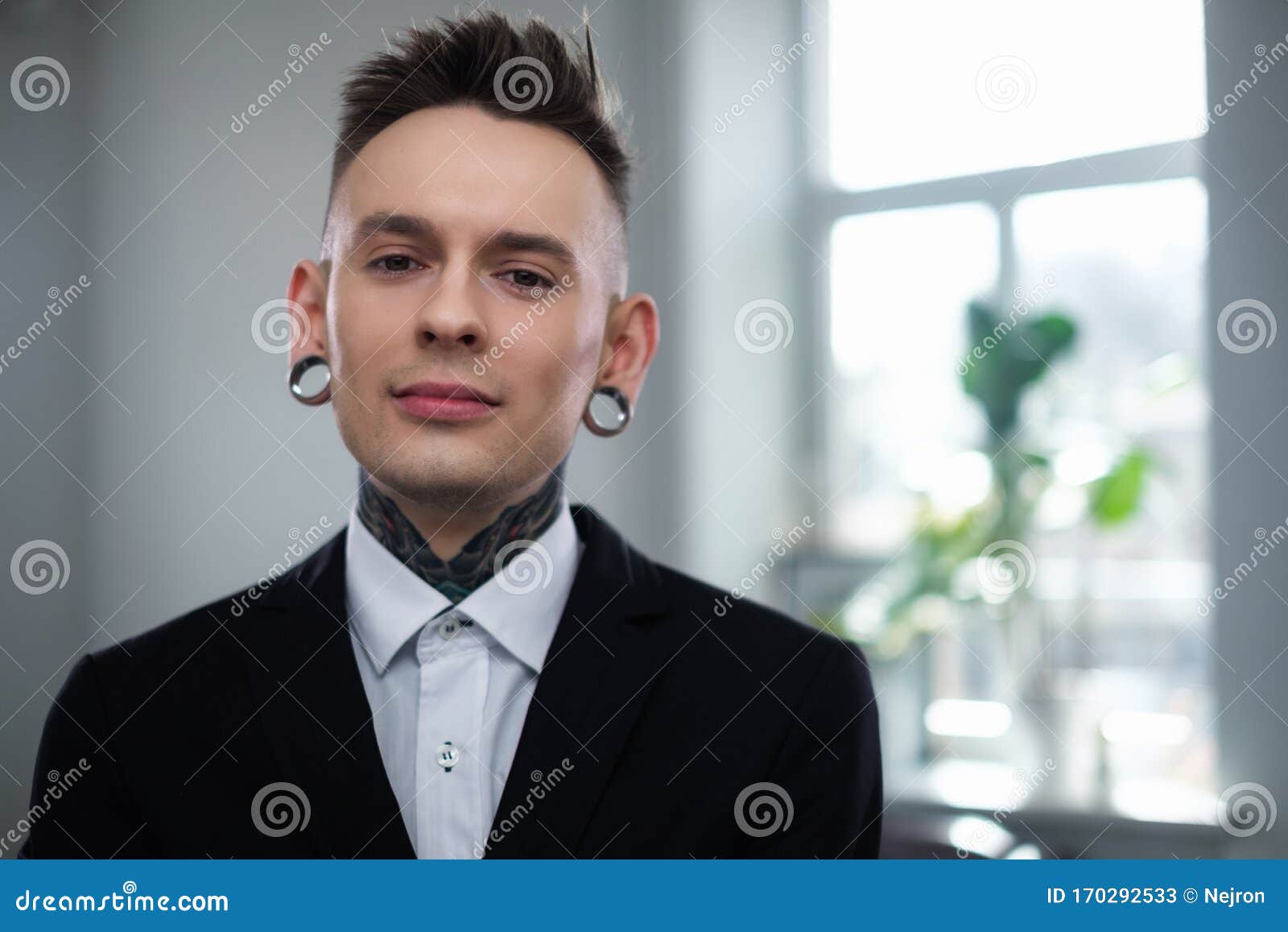 Alternative Man with Earing Portrait Stock Image - Image of alternative ...