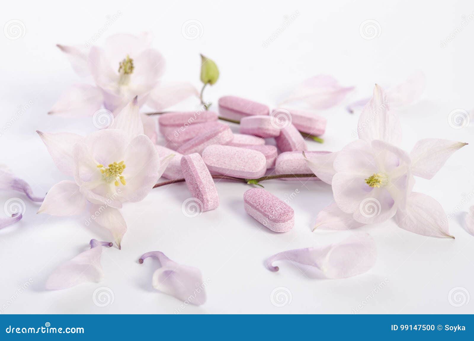 Alternative Medicine Tablets with Flowers and Petals Stock Photo ...