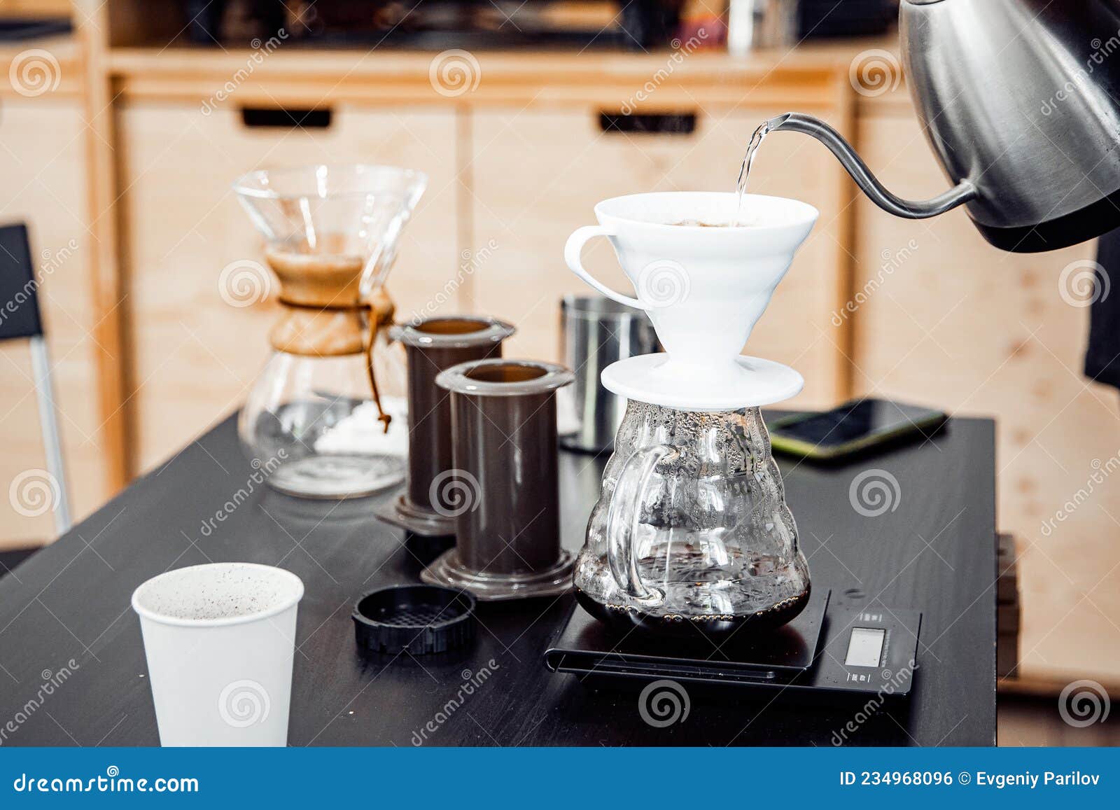 Alternative Method of Making Coffee, Funnel Drip Glasses with Paper ...
