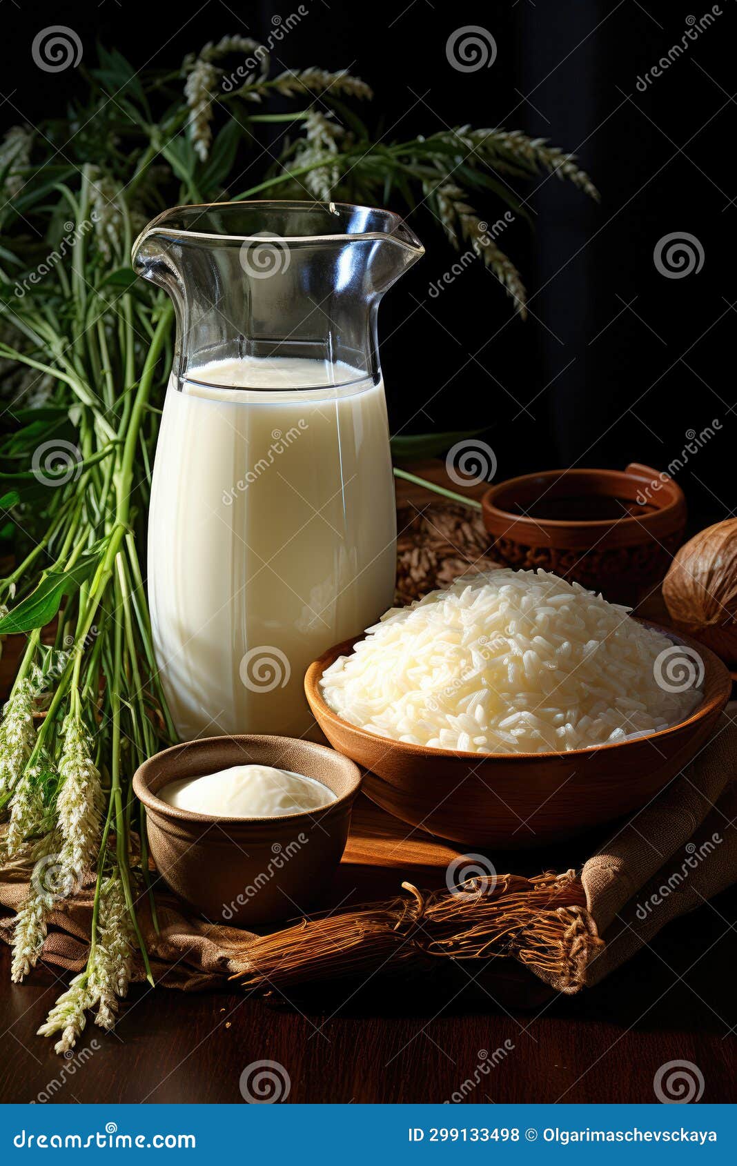 Alternative Rice Milk in a Jug on the Table Stock Illustration ...