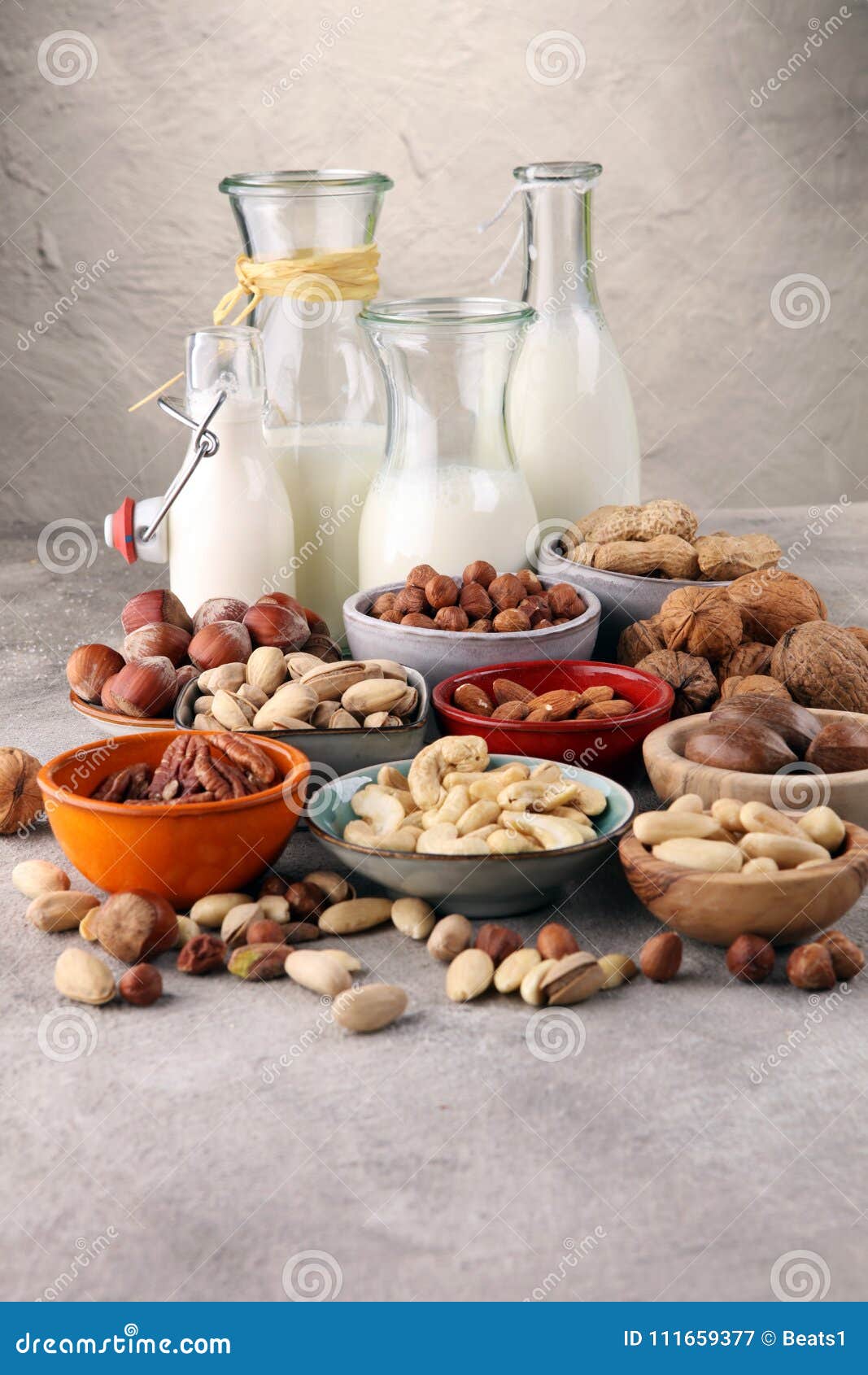 Alternative Types of Milks. Vegan Substitute Dairy Milk. Stock Image ...