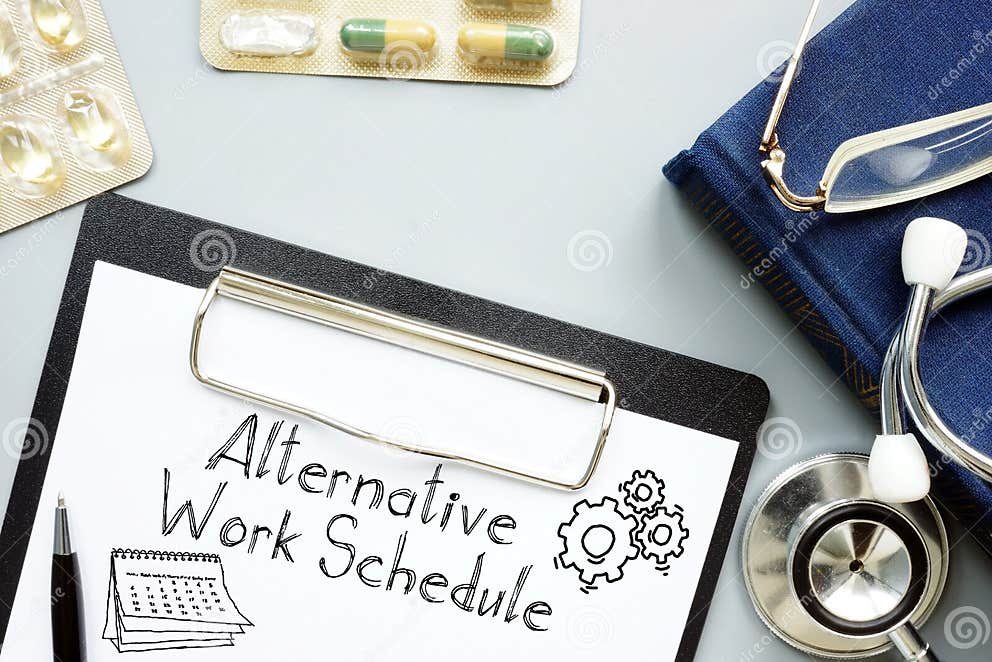 Alternative Work Schedule is Shown on the Business Photo Using the Text ...