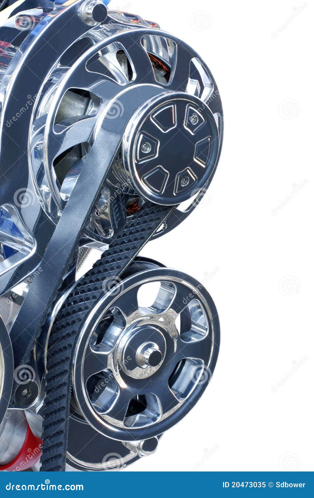 Alternator and Belt on a High Performance Engine Stock Image - Image of ...