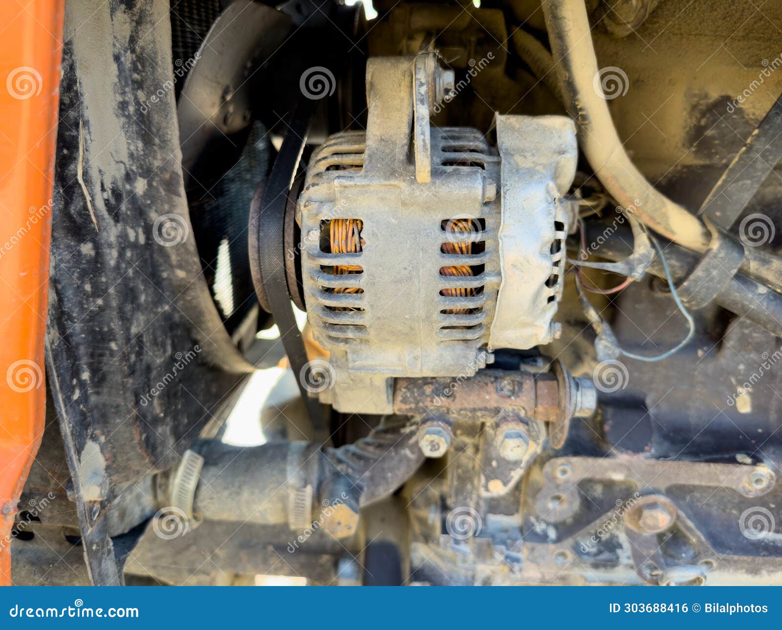 Alternator of a Tractor Closeup Stock Photo - Image of replacement ...
