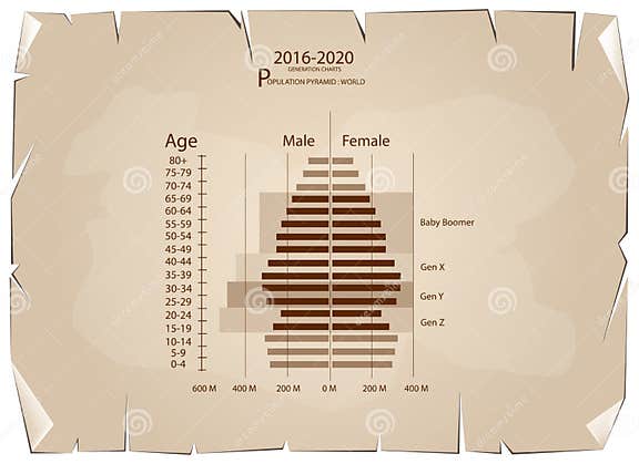 Alterspyramide-Diagramme 2016-2020 Mit Generation 4 Vektor Abbildung ...