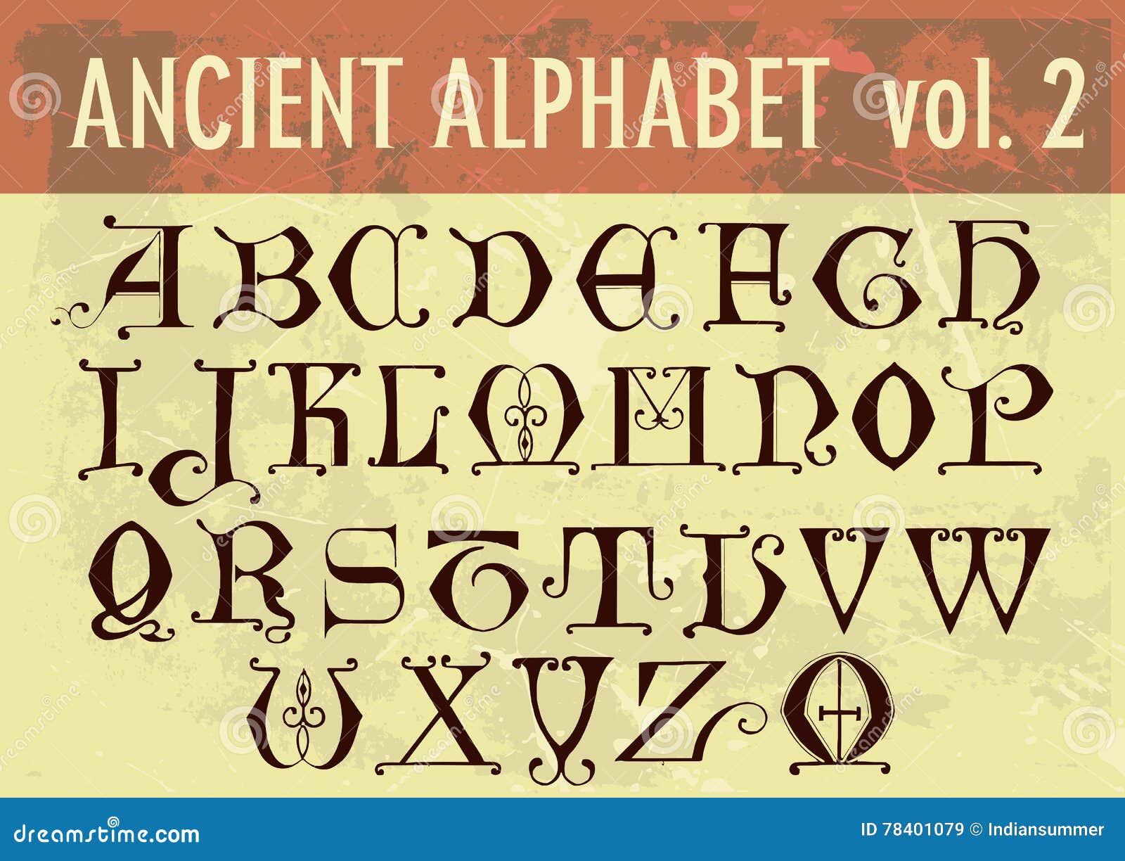 Altes Alphabet vektor abbildung. Illustration von vektor - 78401079