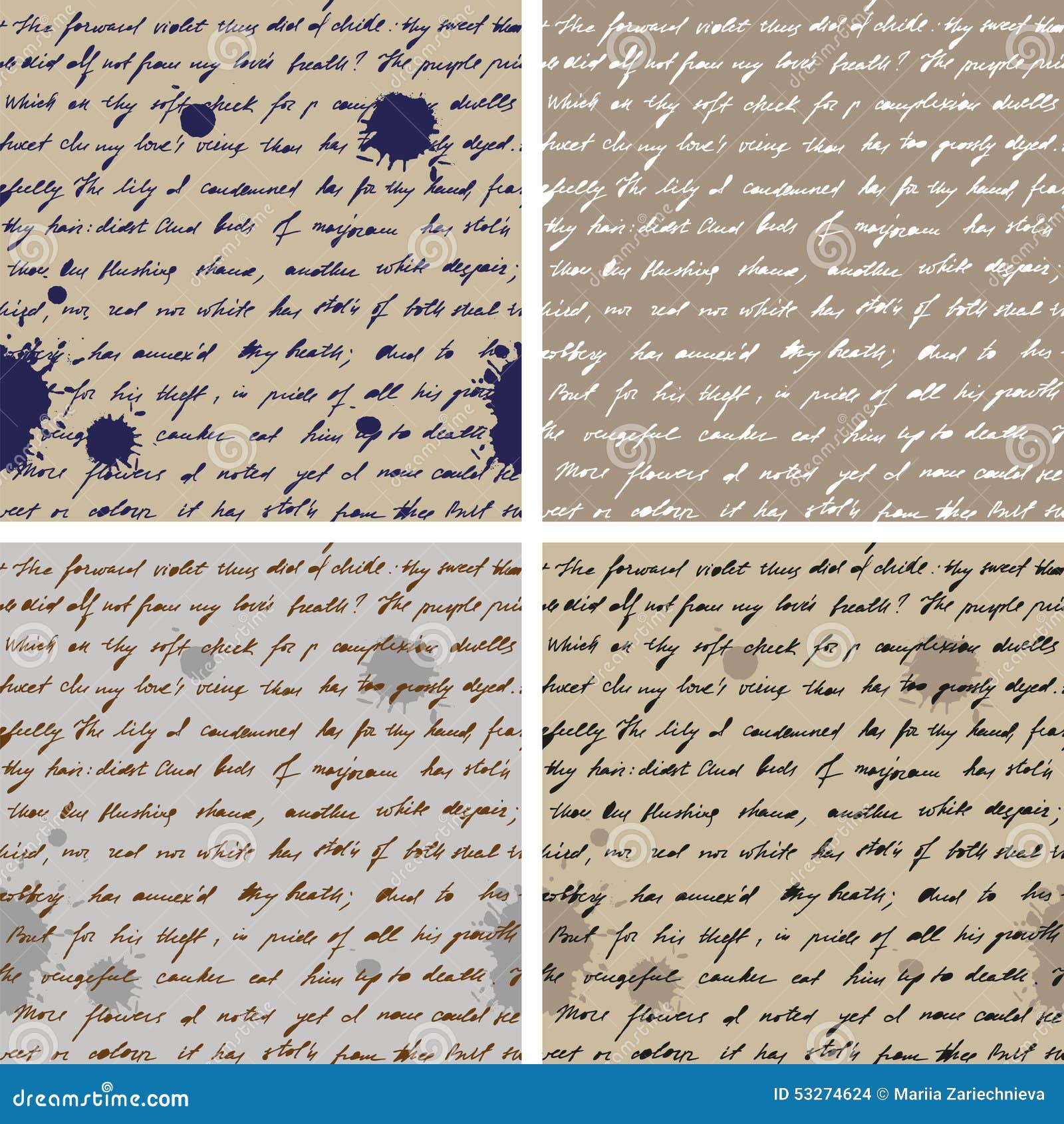 Altes Papier Mit Handgeschriebenem Text SeamlessBackground Vektor ...