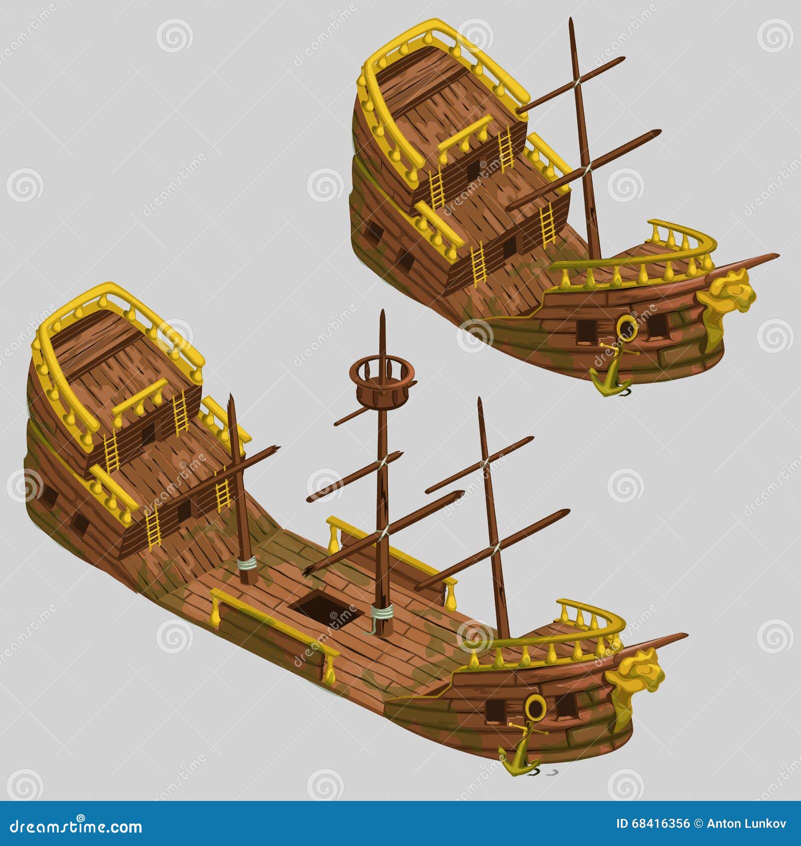 Altes Piratenboot Mit Zwei Arten Vektor Abbildung - Illustration von ...