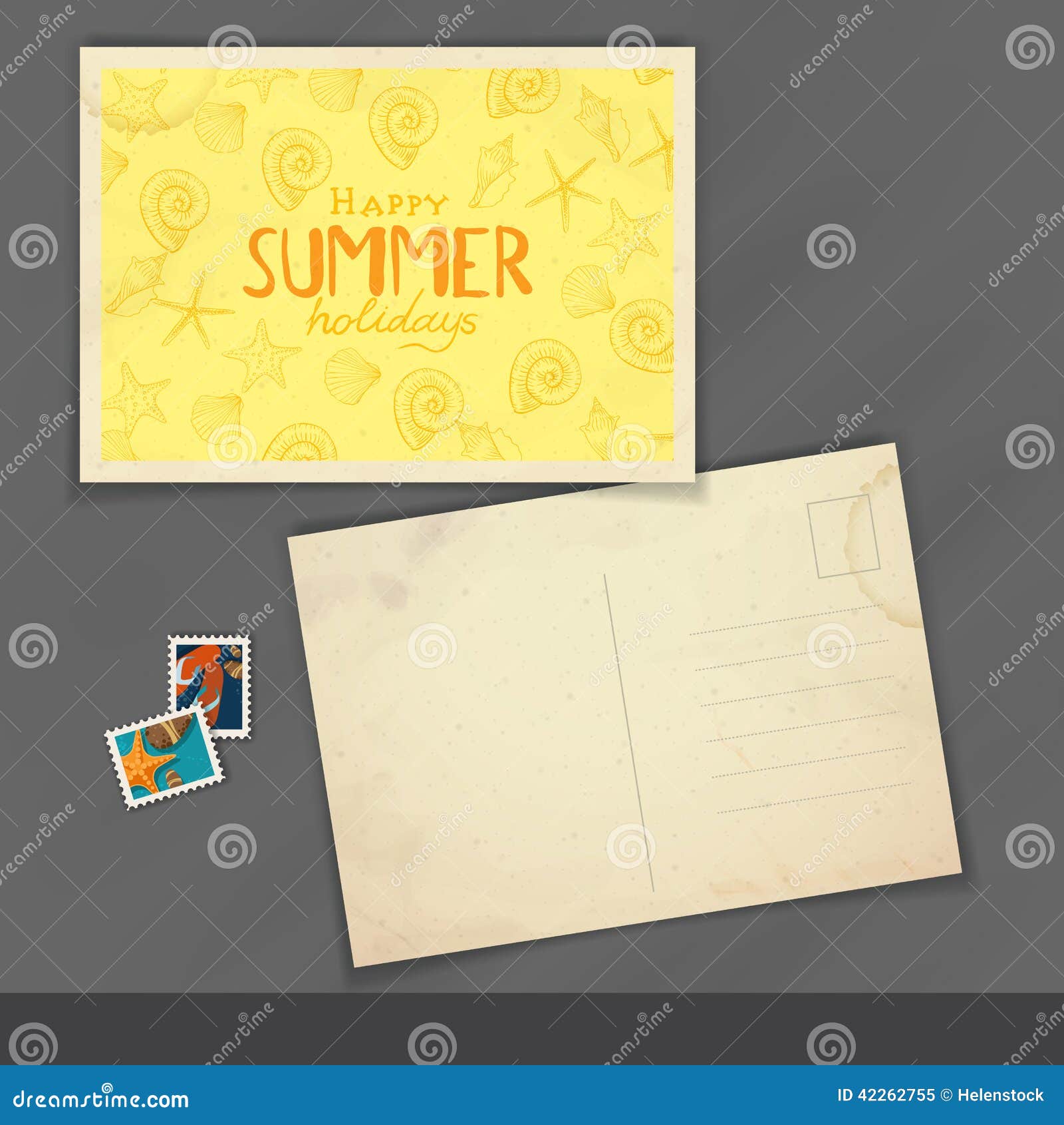 Altes Postkarten-Design, Schablone Vektor Abbildung - Illustration von ...