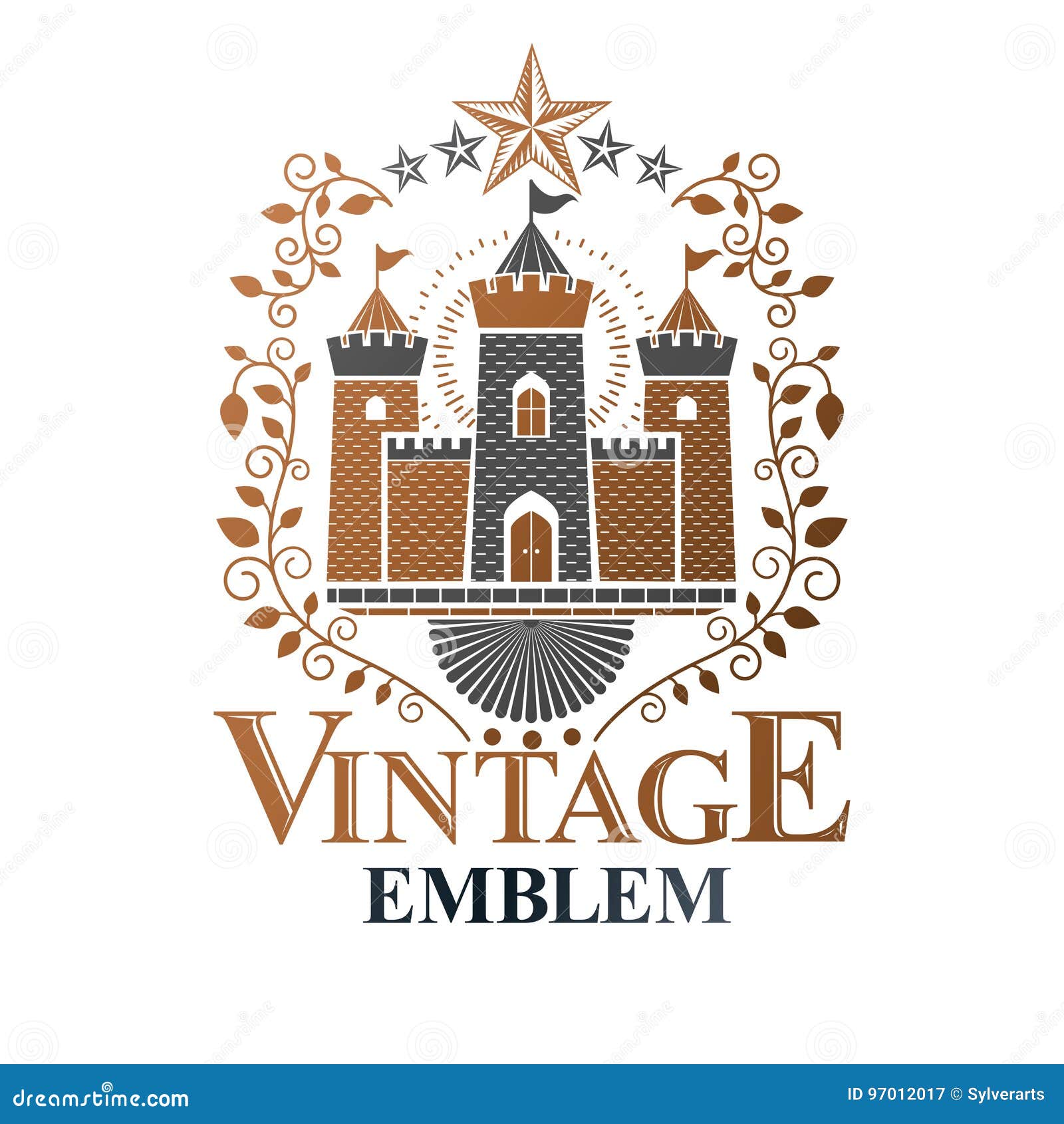 Altes Schlossemblem Heraldisches Wappen Dekorative Logo-ISO Vektor ...