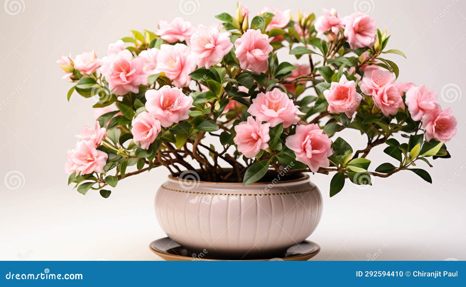 Althea Shrub Plant on a Pot on White Background Stock Illustration ...