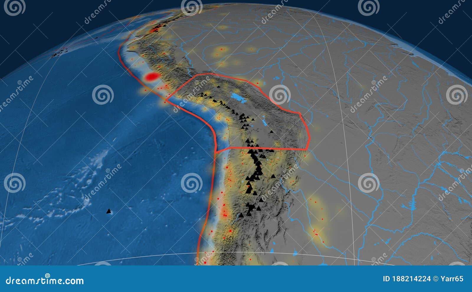 Altiplano Plate Outlined - Topo and Bathy Stock Illustration ...