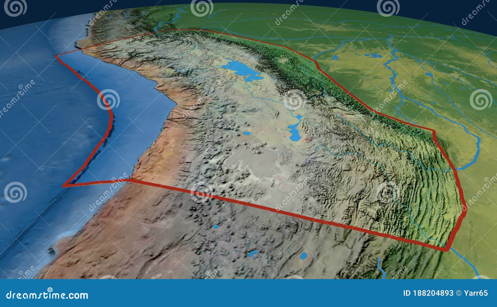 Altiplano Plate Outlined - Topographic Stock Illustration ...