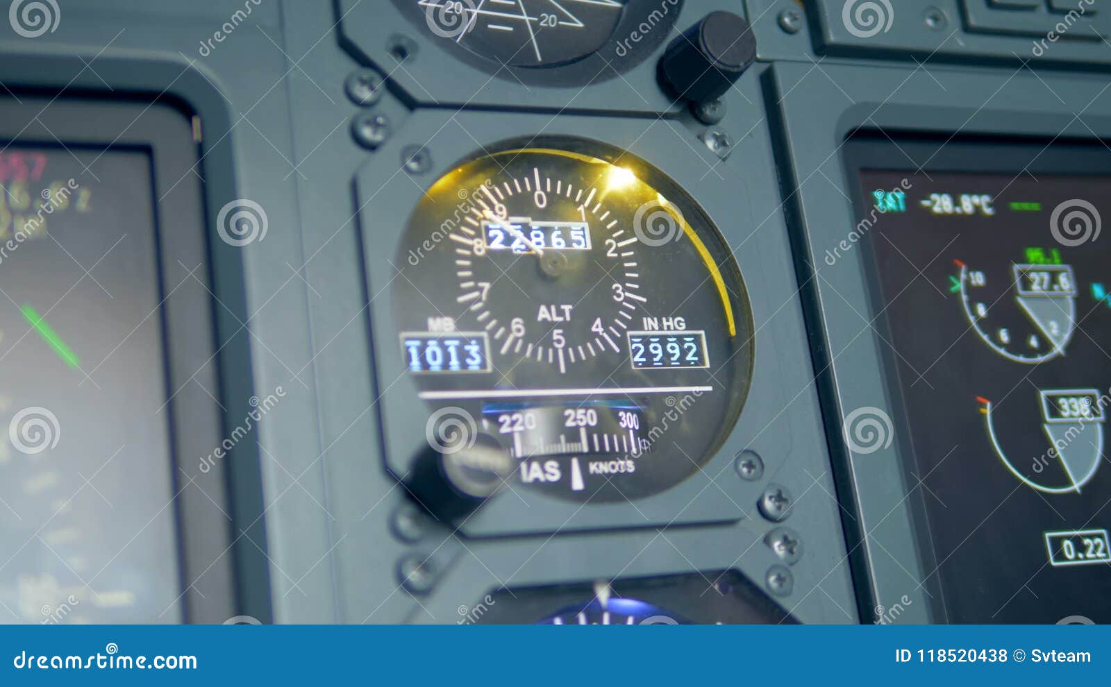 Altitude Indicator is Showing Its Decreasing in a Close Up Stock ...