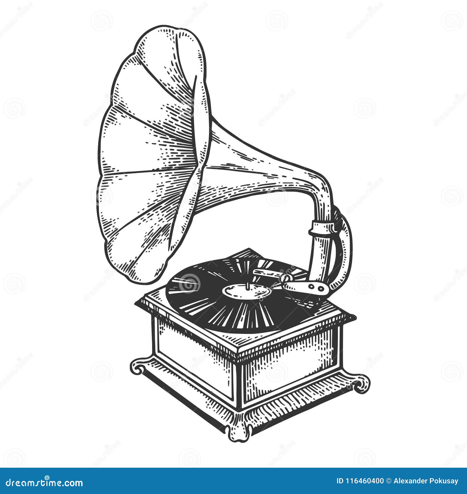 Altmodischer Grammophonstichvektor Vektor Abbildung - Illustration von ...