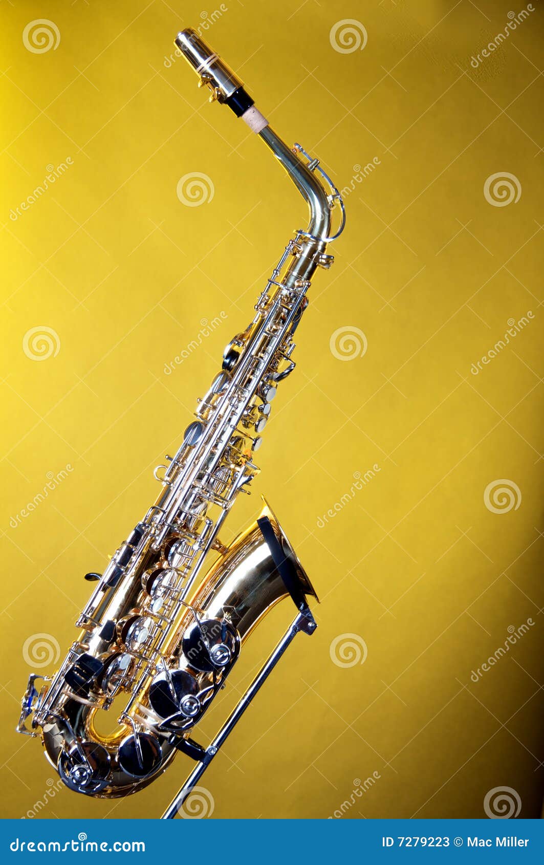 Alto Saxophone Isolated On Yellow Stock Photos - Image: 7279223
