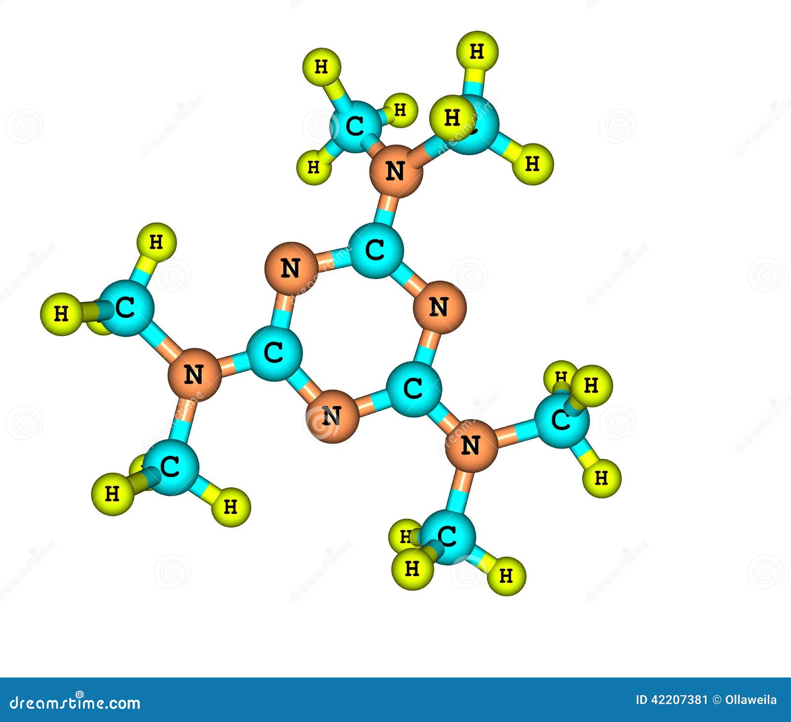 Altretamine Molecular Structure Isolated on White Stock Illustration ...