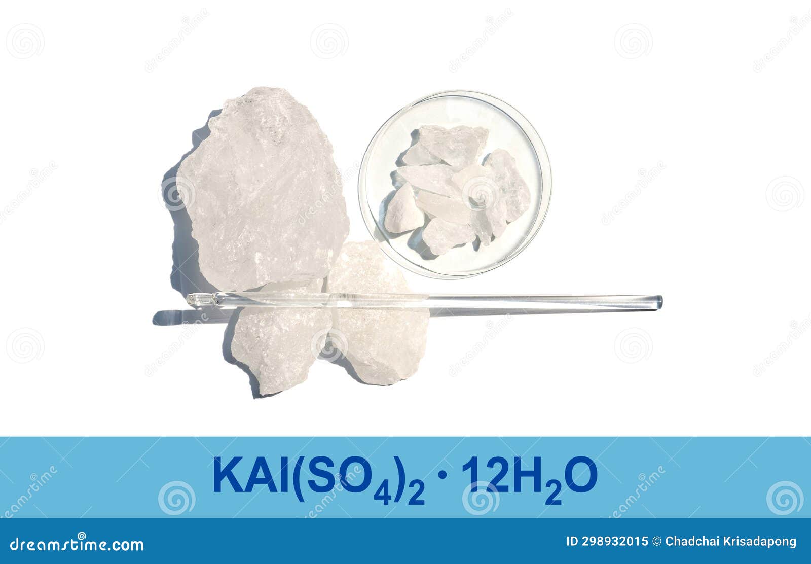 Alum Crystal with Chemical Formula, Chemical Ingredient on White ...