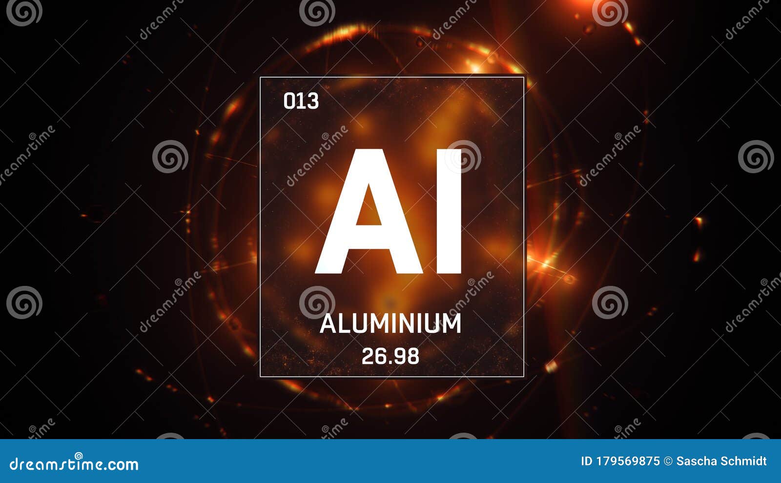 Aluminium As Element 13 of the Periodic Table 3D Rendering on Orange ...