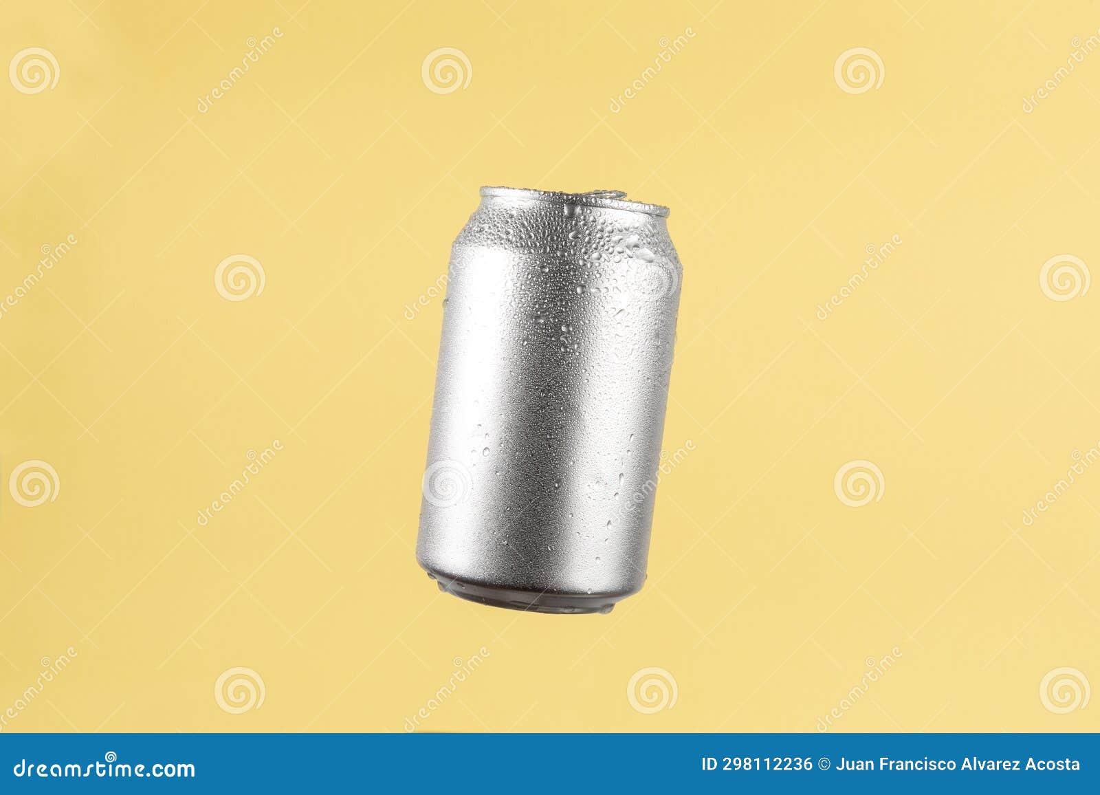 Aluminium Beer or Soda Drinking Can on Light Yellow Background Stock ...