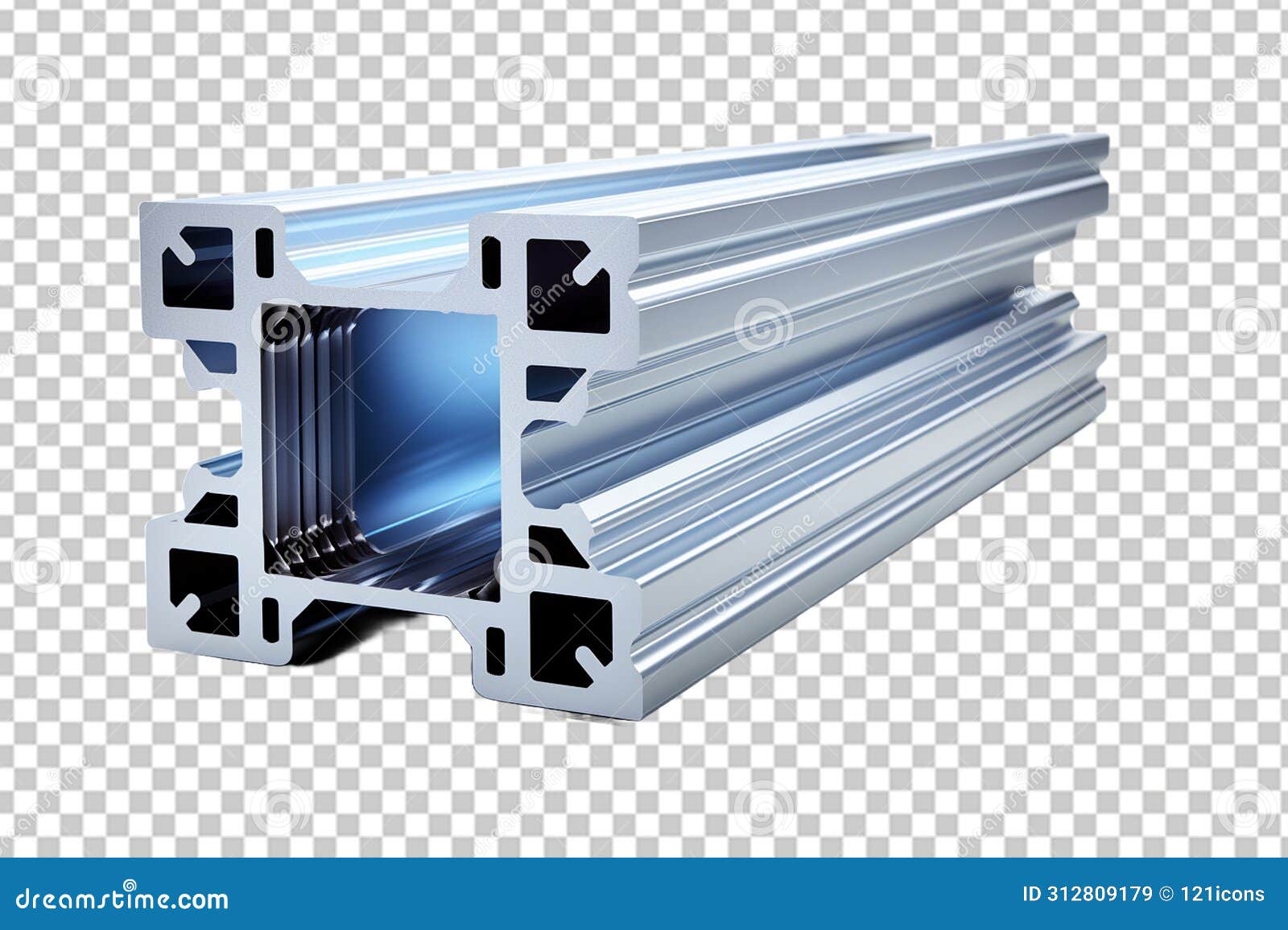 Aluminium Extrusion Sections On Transparent Background Stock Image ...