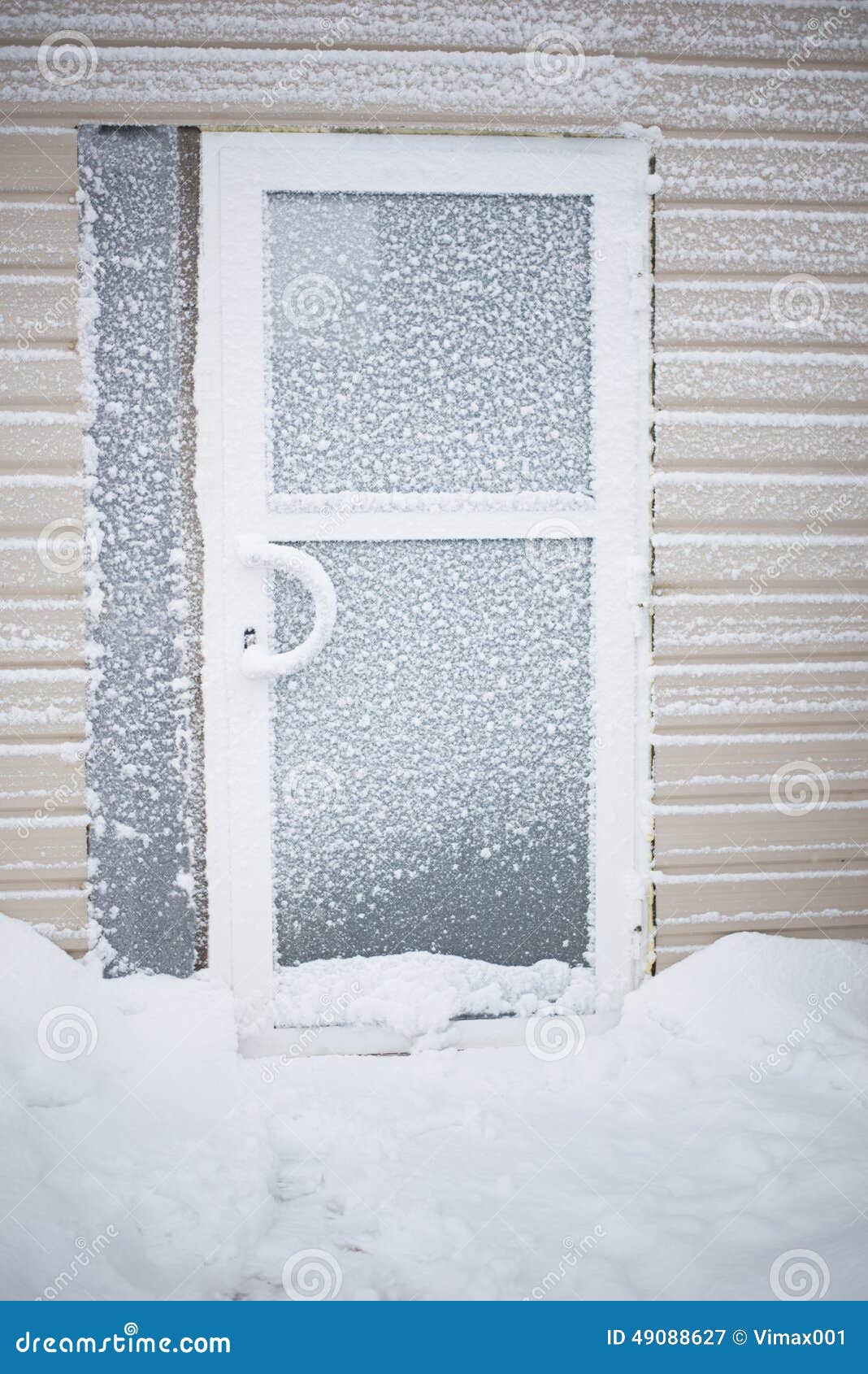 Aluminium Glass Door Covered with Snow Stock Image - Image of glass ...