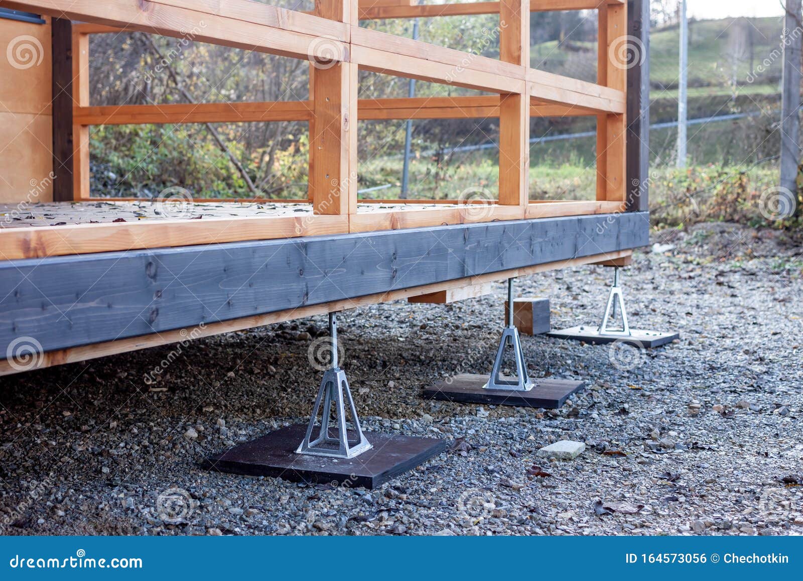 Aluminium Jack Stands Support Wooden Construction Stock Photo - Image ...