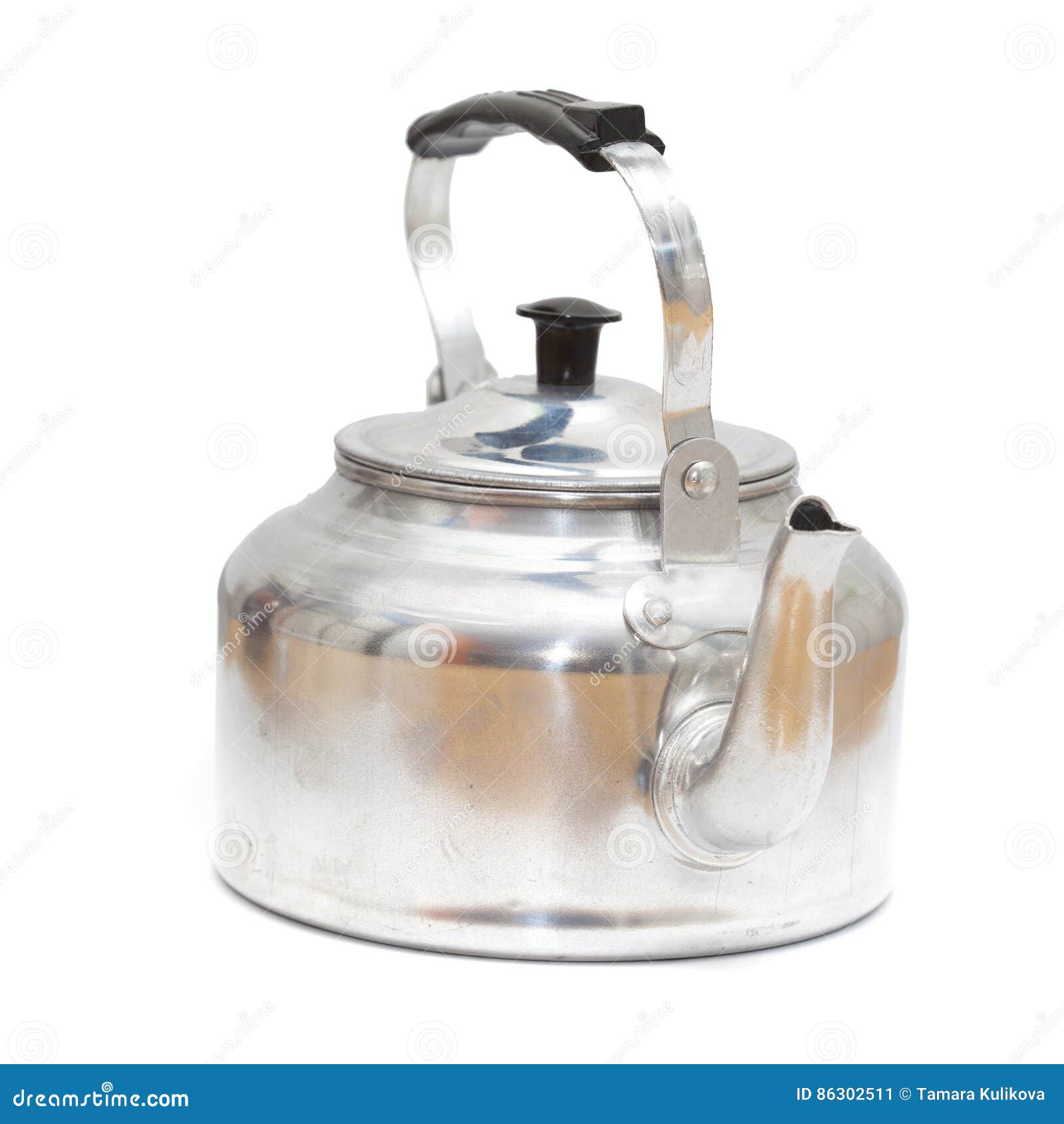 Aluminium kettle isolated stock image. Image of silvery - 86302511